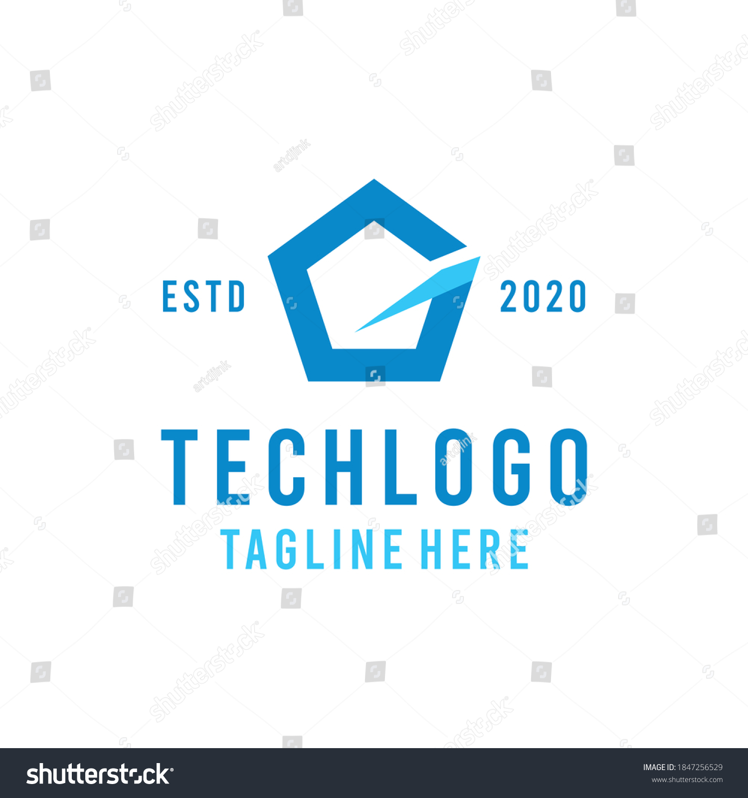 Blue Geometric Technology Logo Design Vector Stock Vector (Royalty Free ...