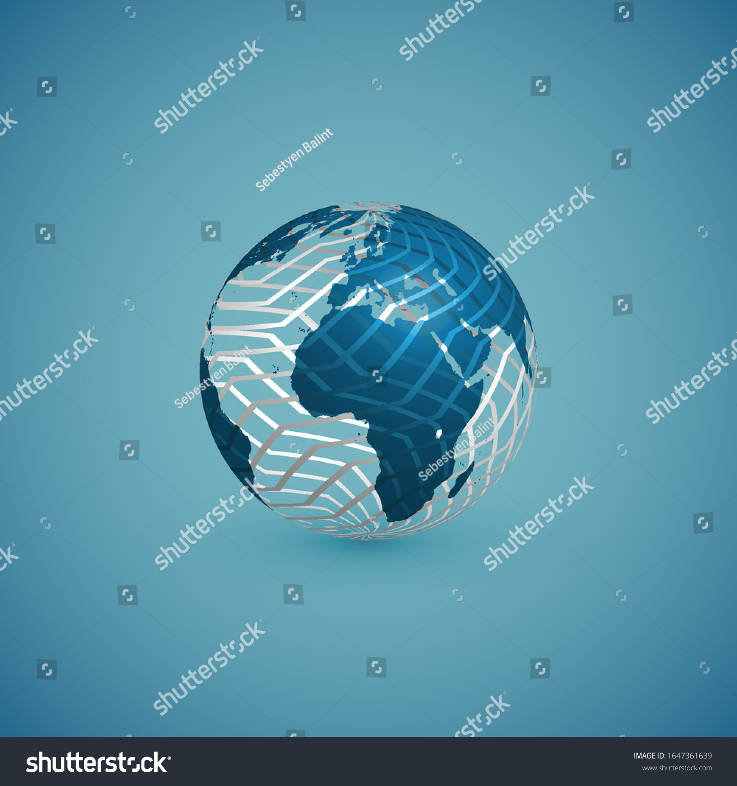 Blue Globe Map Sphere White Global Stock Vector (Royalty Free ...