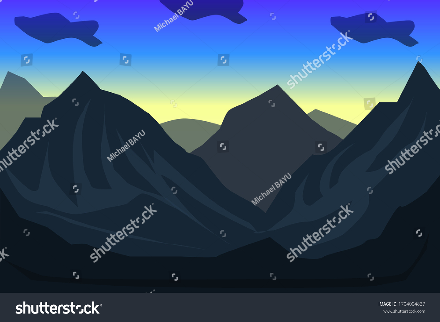Blue Gradient Mountains Landscape Background Stock Vector (Royalty Free ...