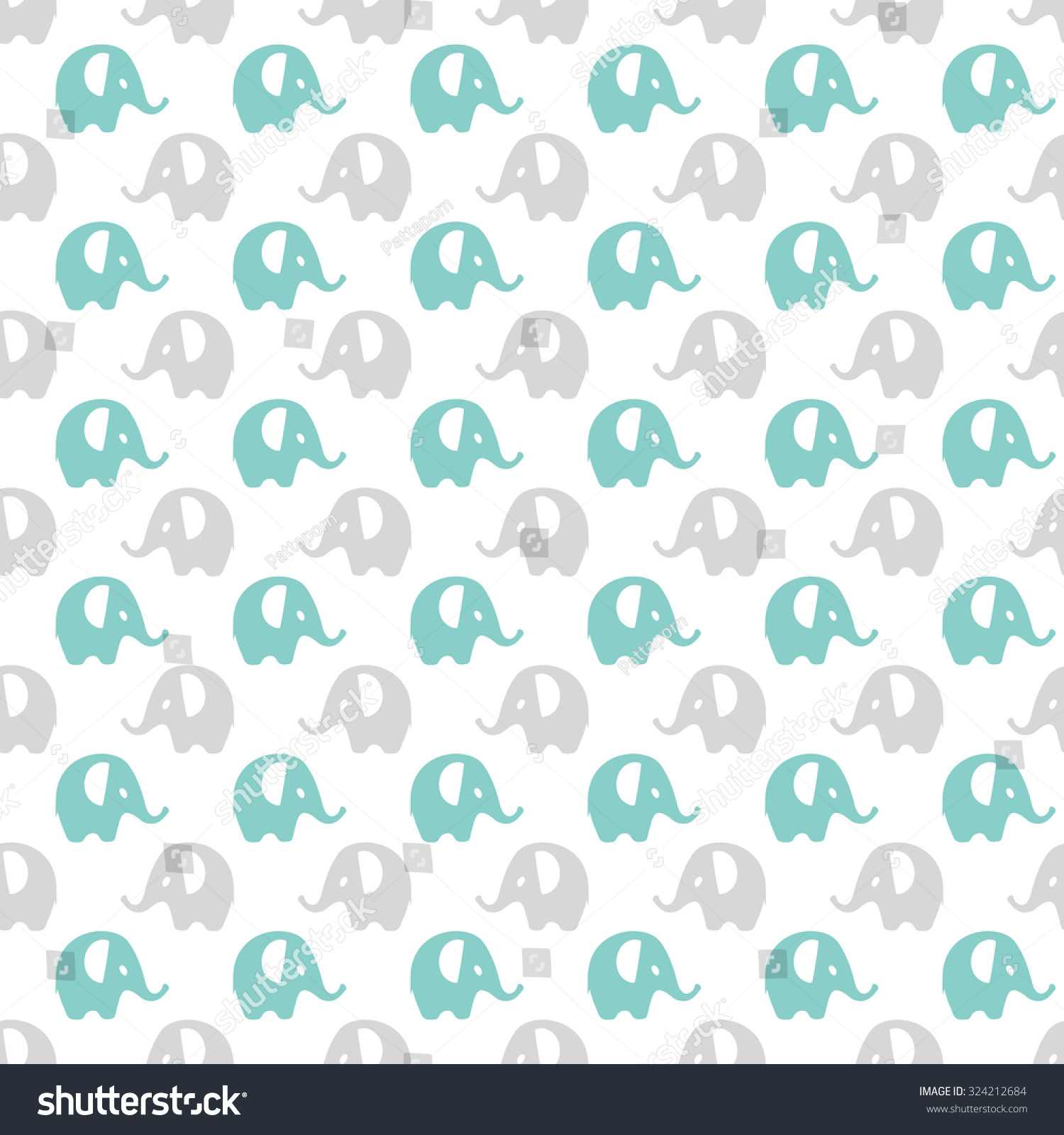 Blue Gray White Elephants Pattern Seamless Stock Vector (Royalty Free ...