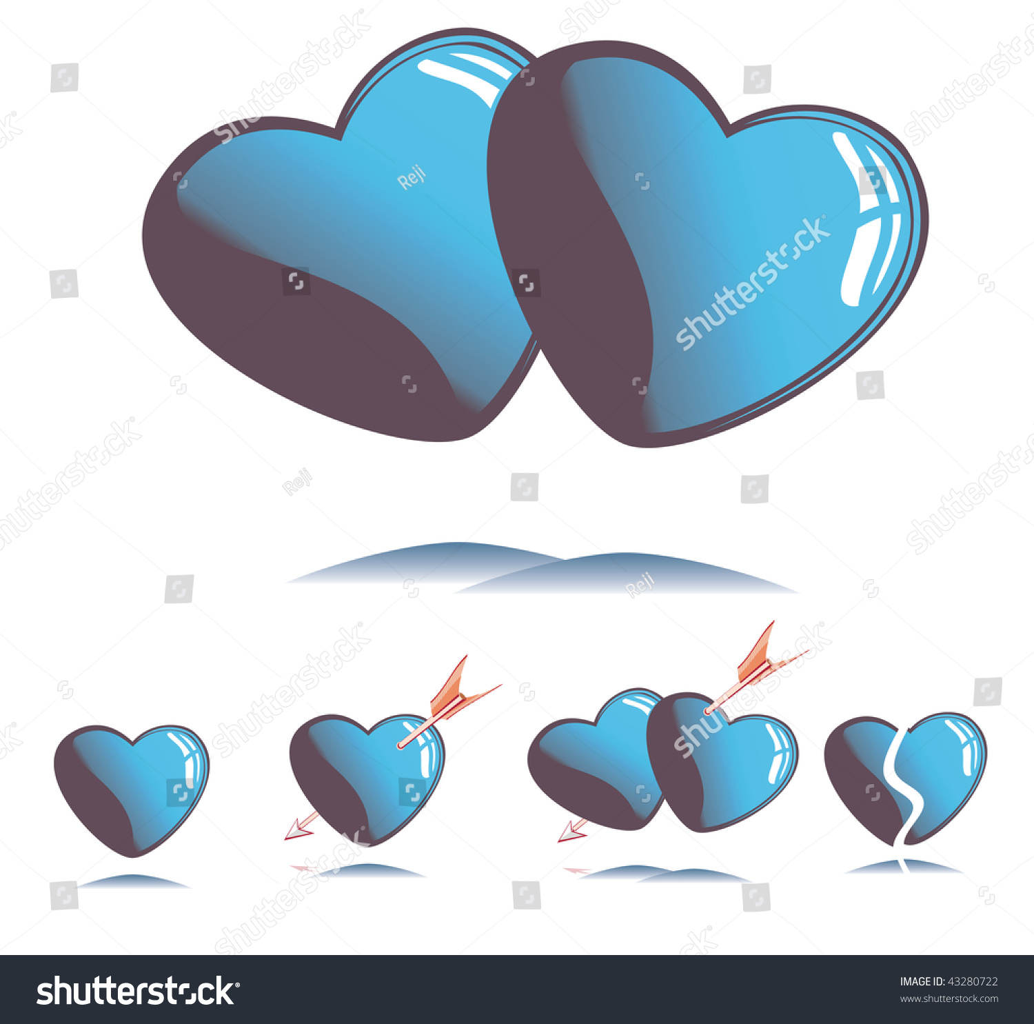 Blue Heart Set Vector Stock Vector (Royalty Free) 43280722