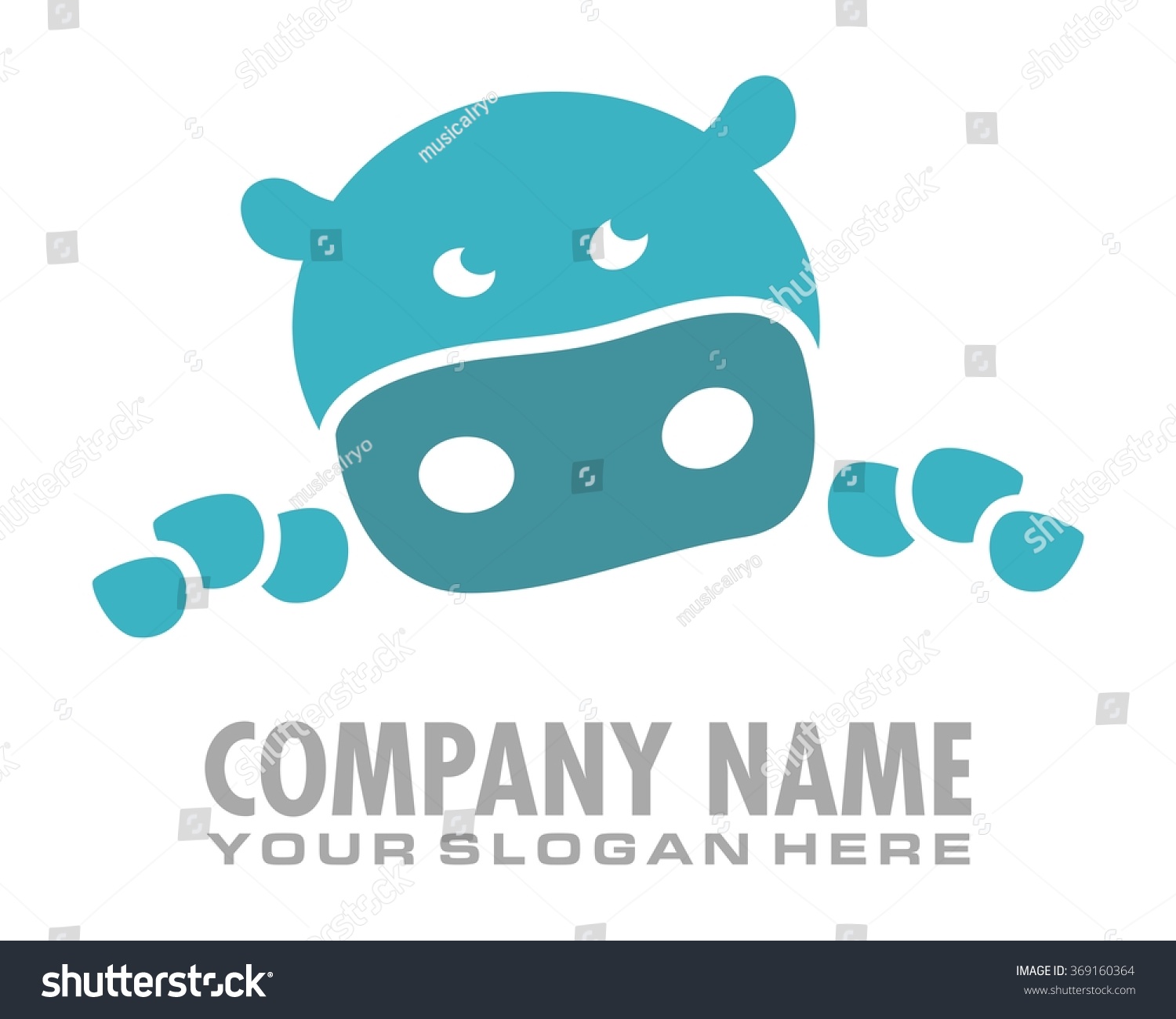 Blue Hippo Silhouette Logo Vector Stock Vector (Royalty Free) 369160364