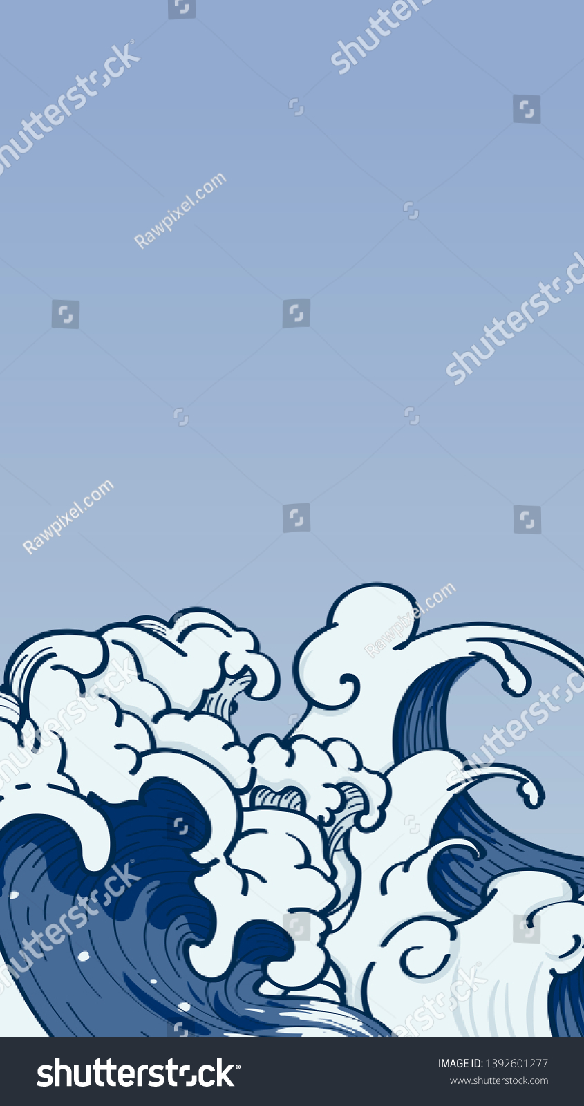 Blue Japanese Wave Background Vector 库存矢量图（免版税）1392601277 | Shutterstock
