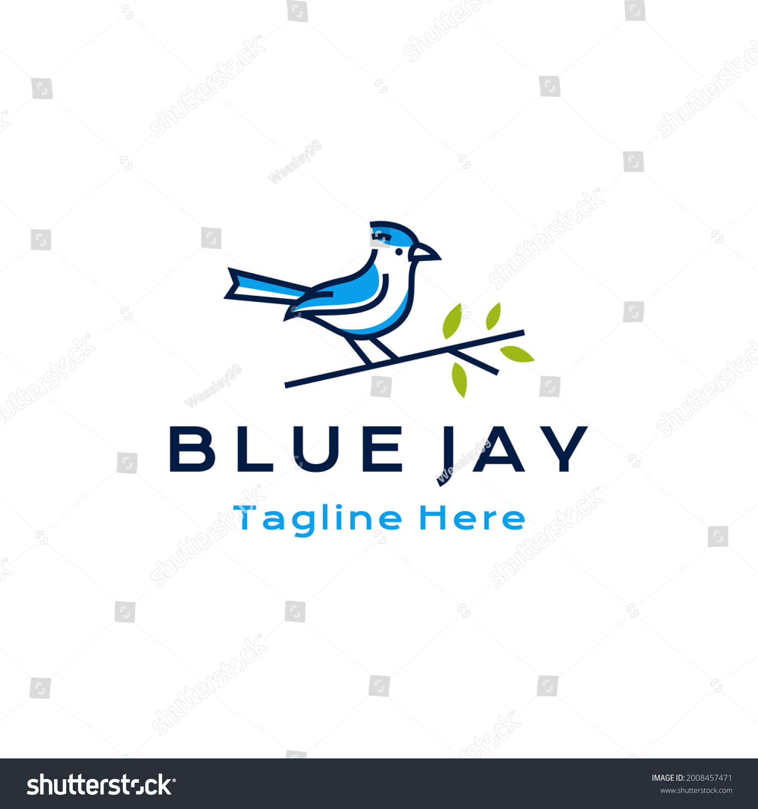 Blue Jay Bird Logo Design Vector Stock Vector (Royalty Free) 2008457471
