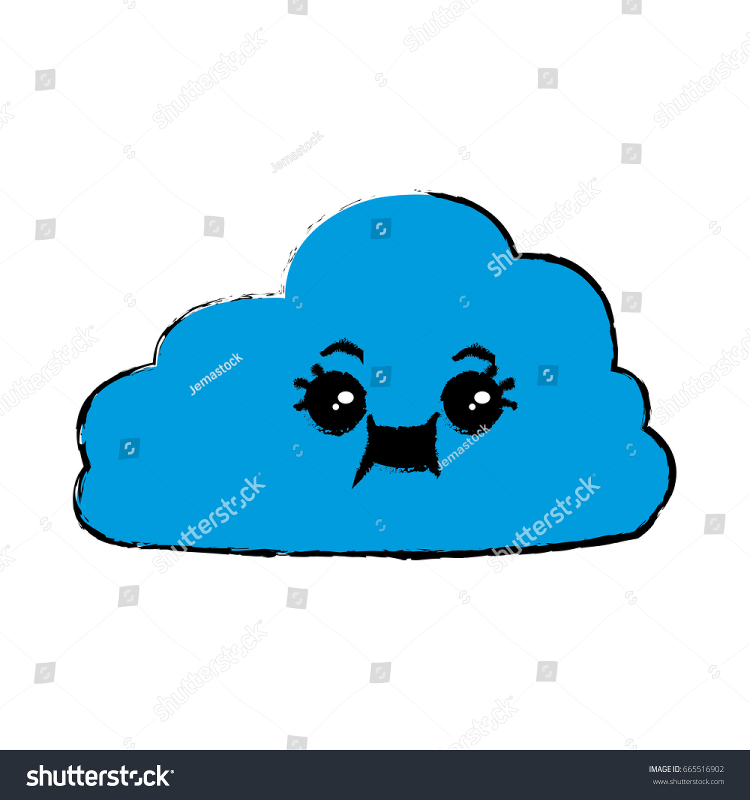 Blue Kawaii Cloud Cartoon Image Stock Vector (Royalty Free) 665516902 ...