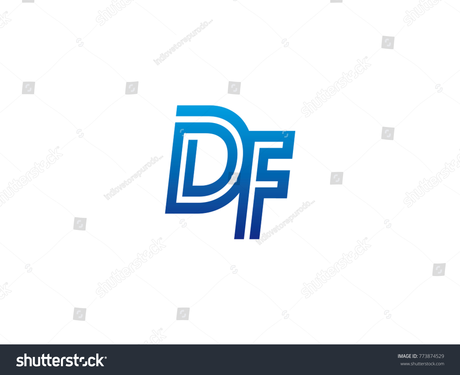 Blue Letter Df Logo Vector: vector de stock (libre de regalías ...