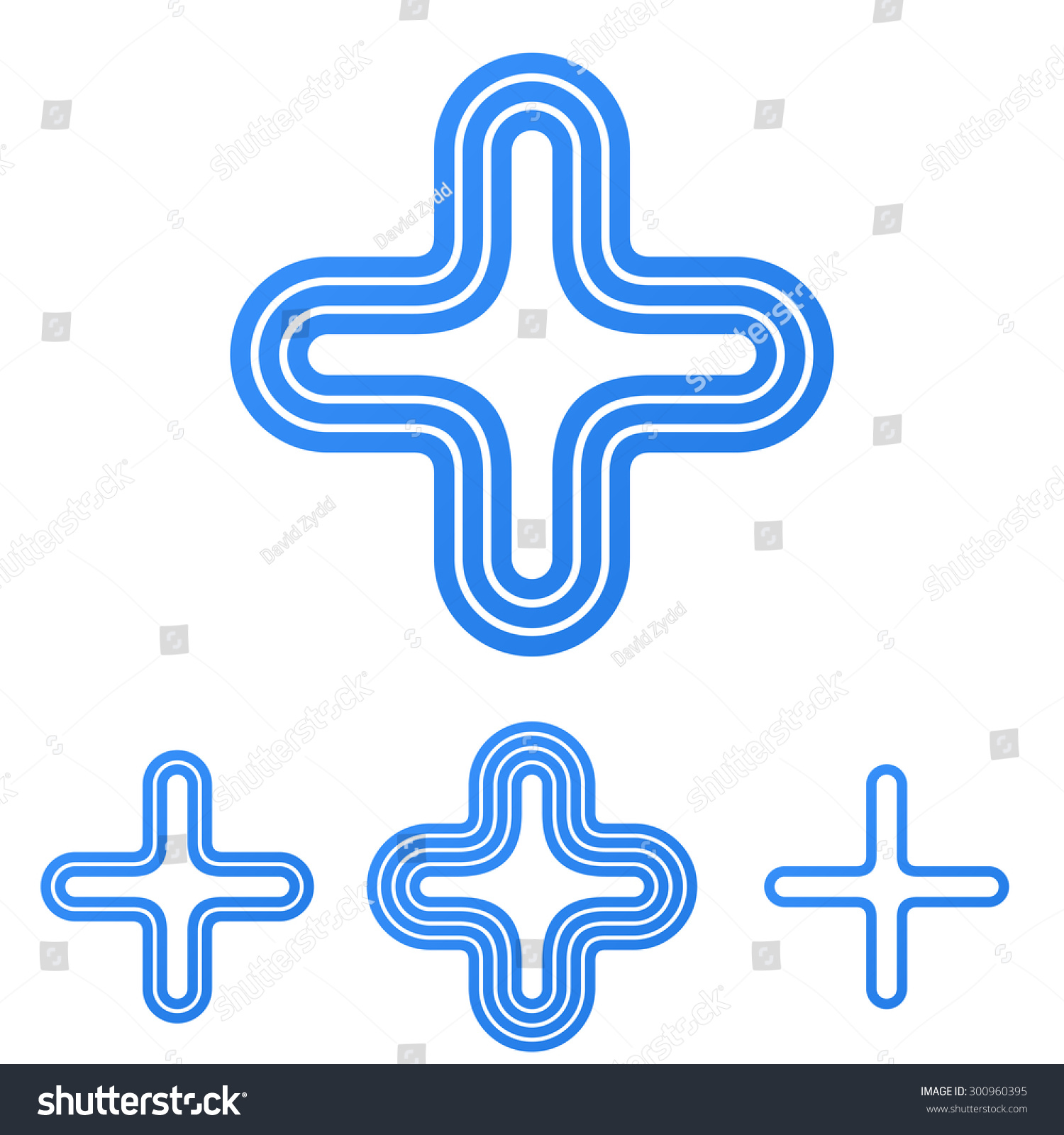 Blue Line Plus Logo Design Set Stock Vector 300960395 - Shutterstock