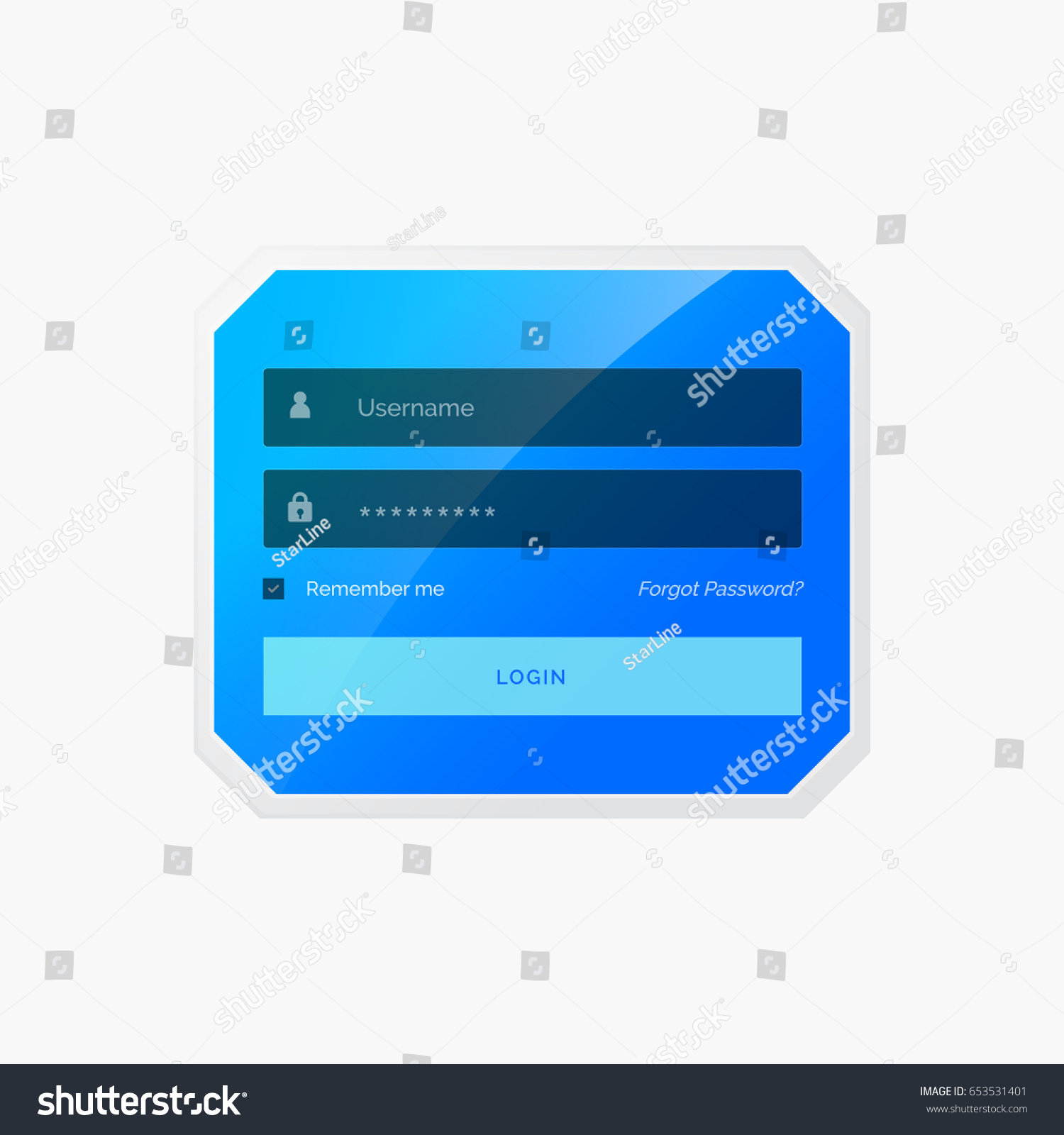 Blue Login Form Template Design Vector Stock Vector (Royalty Free ...