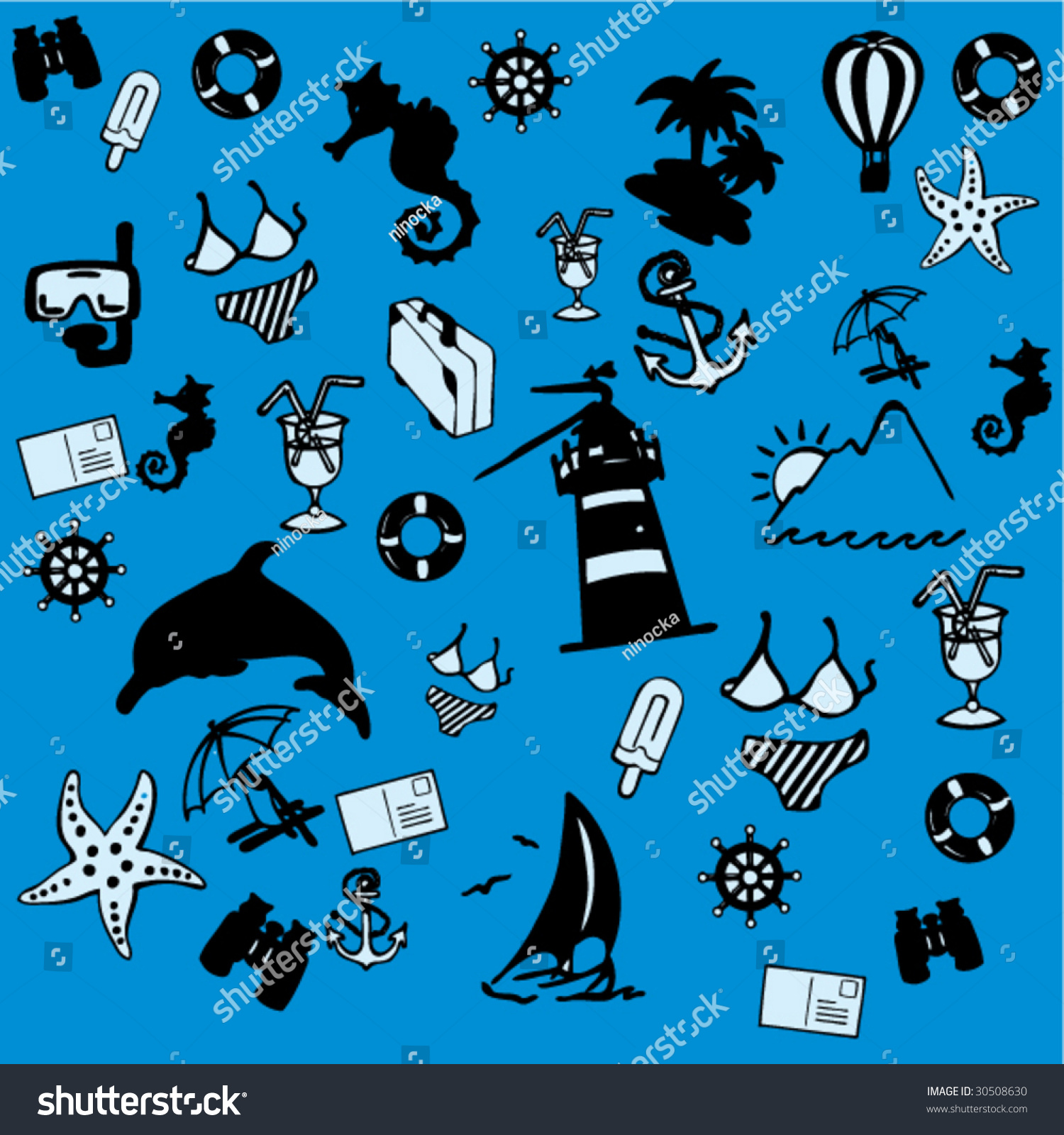 Blue Marine Background Stock Vector (Royalty Free) 30508630