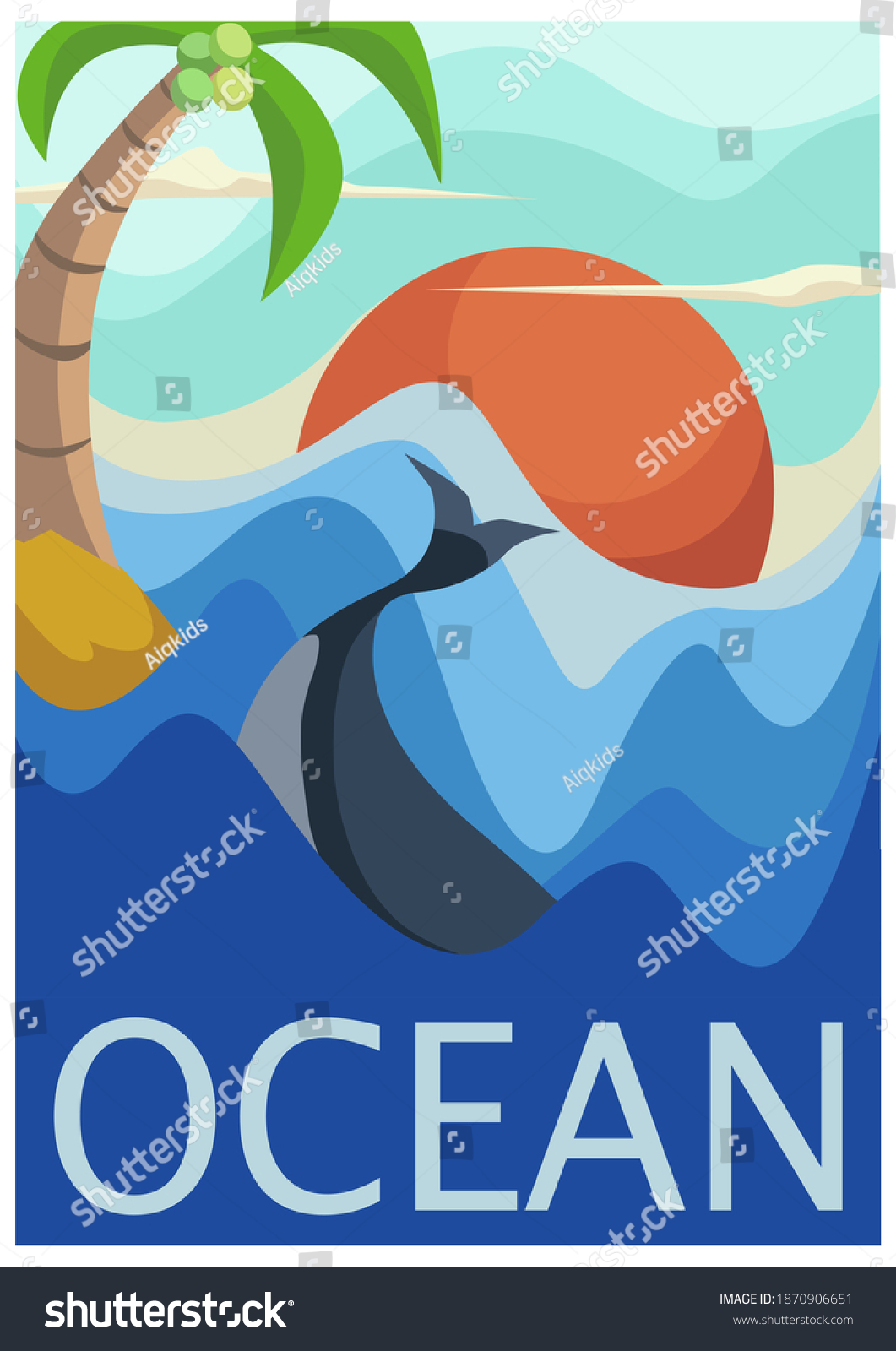 Blue Ocean Illustration Vector Artwork Stock Vector (Royalty Free ...