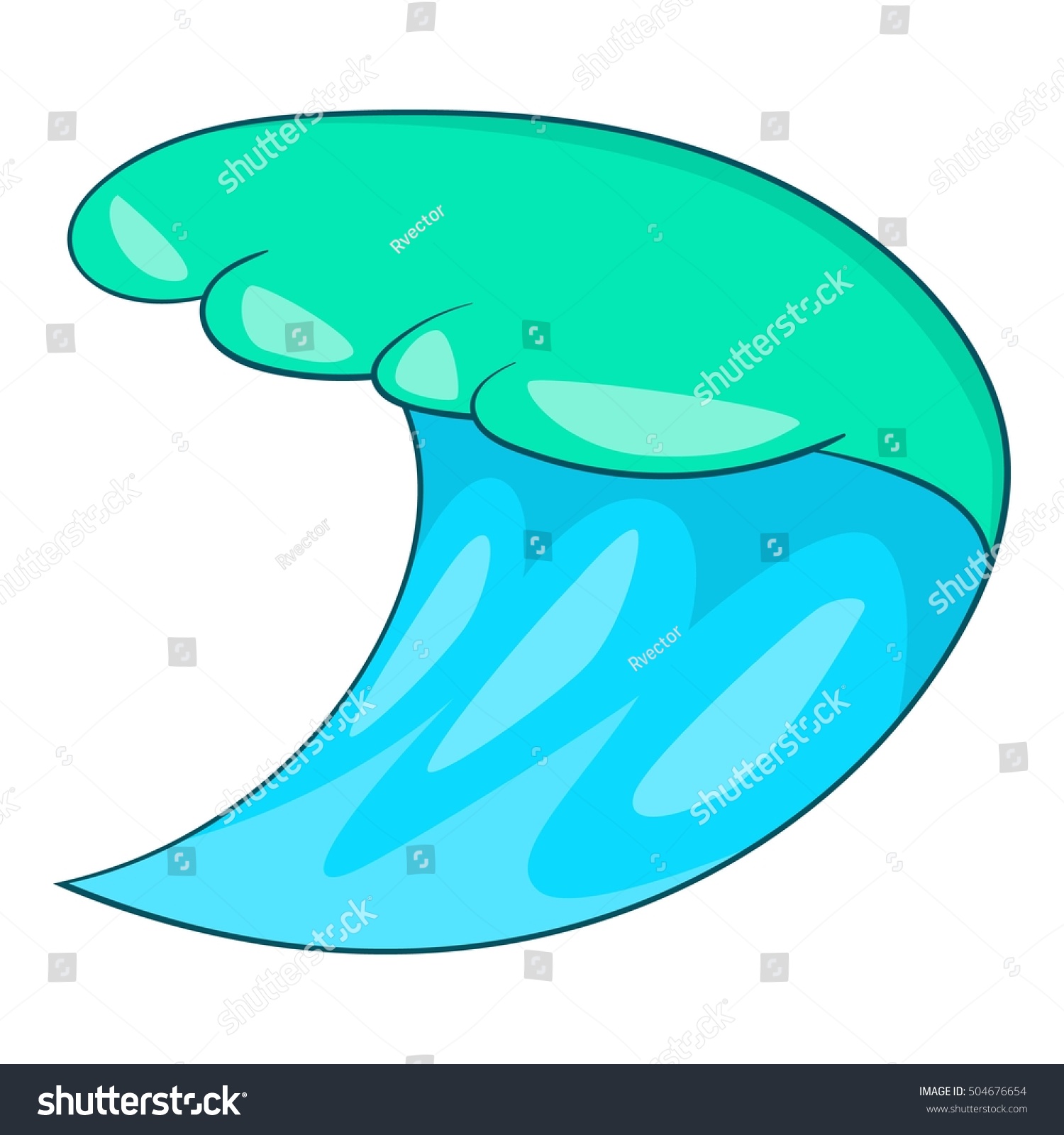 Blue Ocean Wave Icon Cartoon Illustration Stock Vector (Royalty Free ...