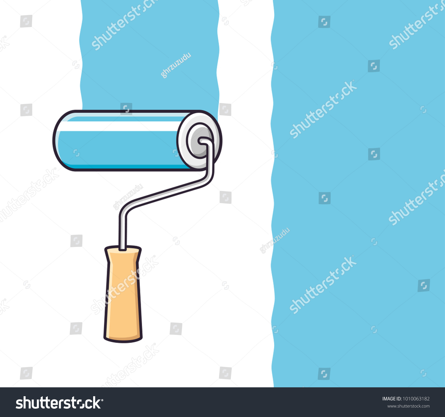 Blue Paint Roller Brush Stroke Color Stock Vector (Royalty Free ...