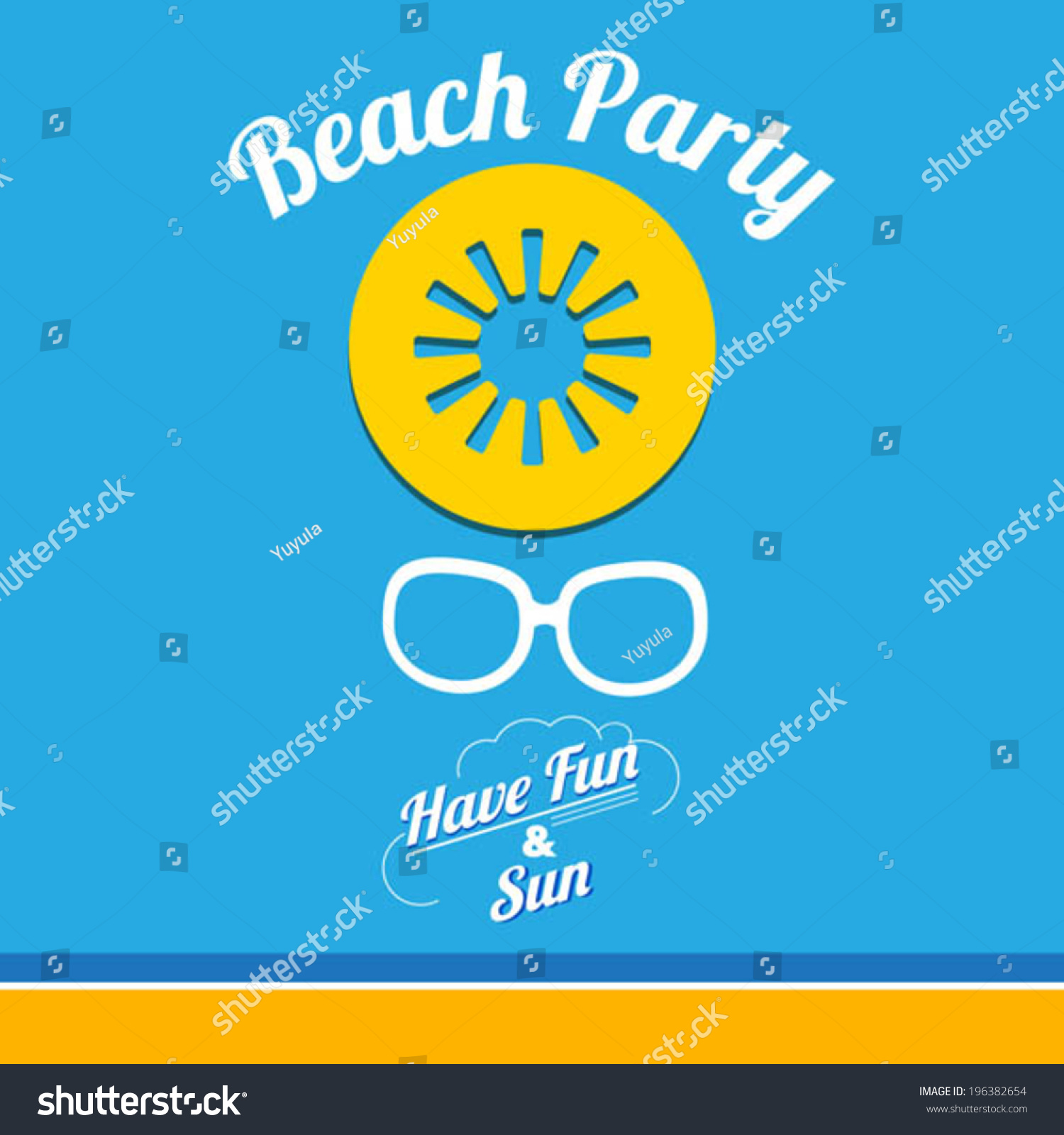 Blue Poster Beach Party Stock Vector (Royalty Free) 196382654