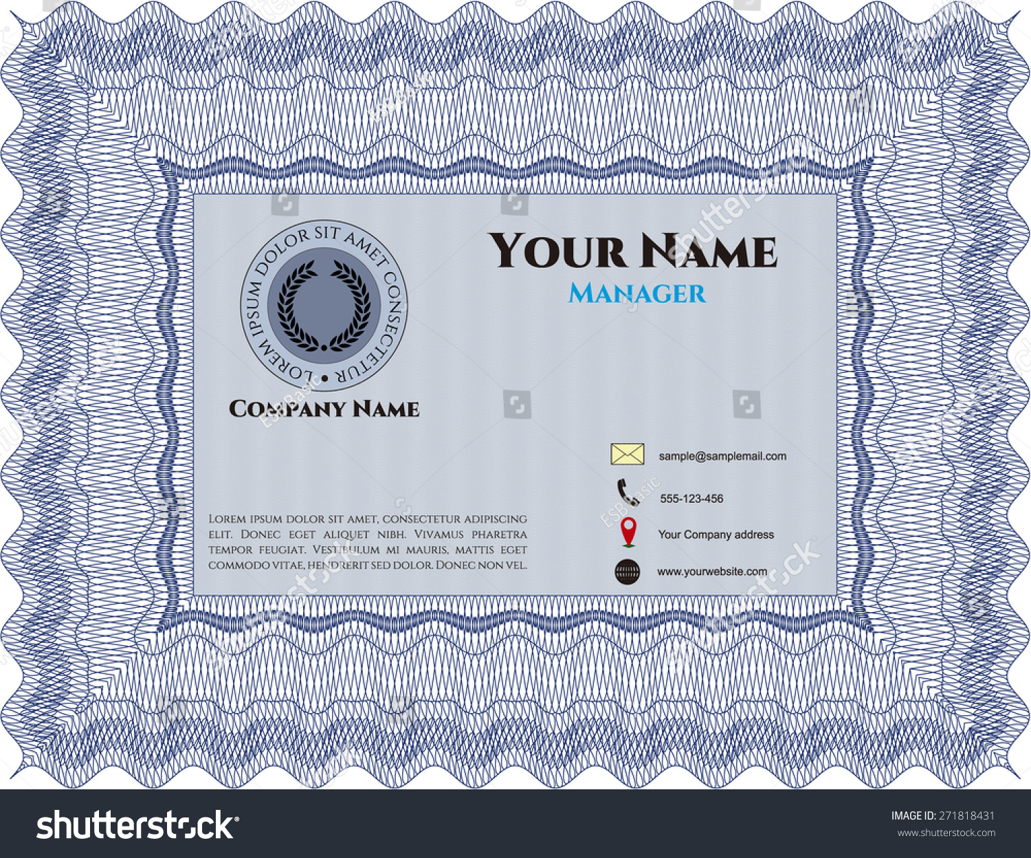 Blue Presentation Card Template Stock Vector (Royalty Free) 271818431 ...