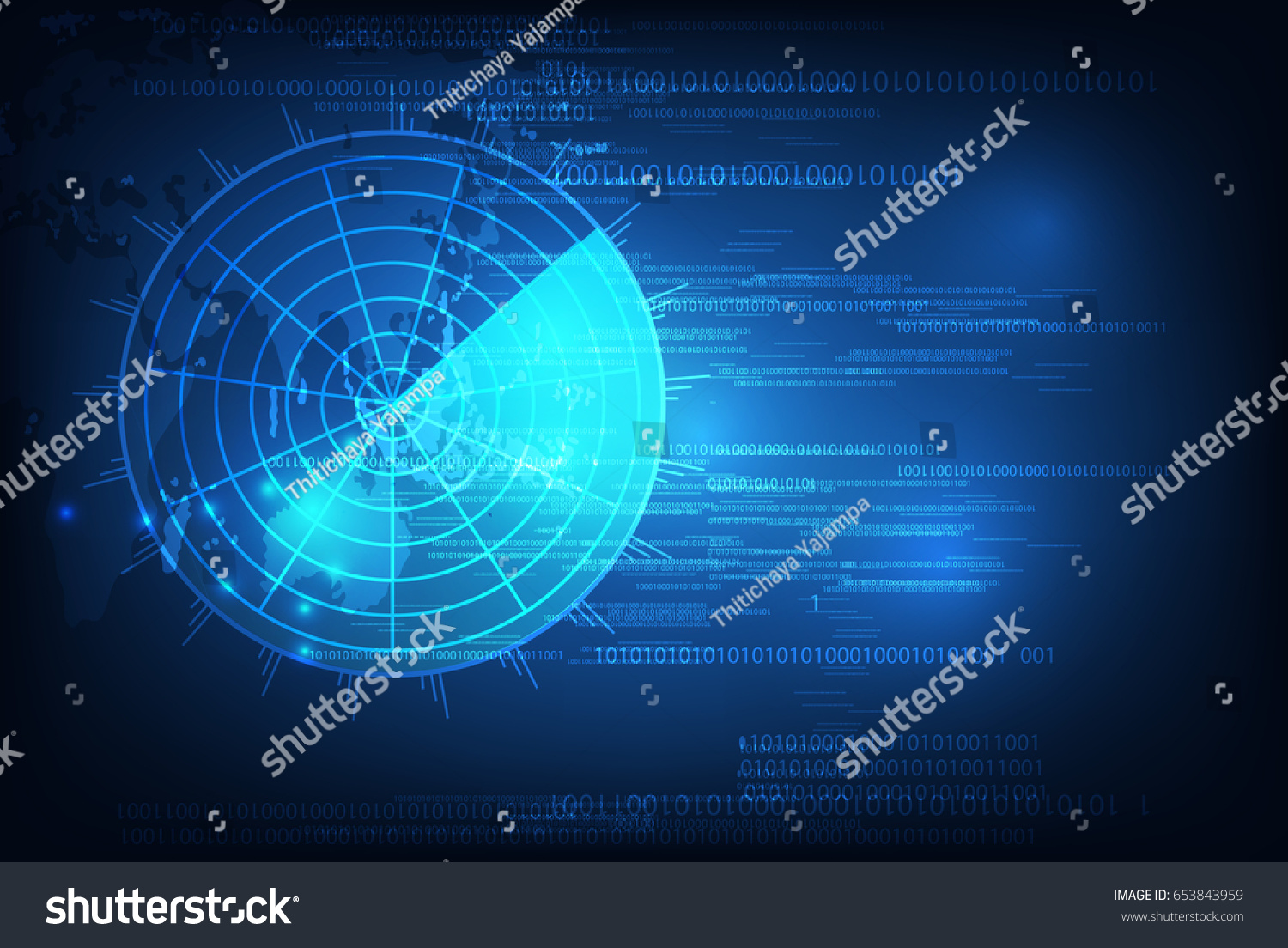 Blue Radar Screen Scan On Map Stock Vector (Royalty Free) 653843959 ...
