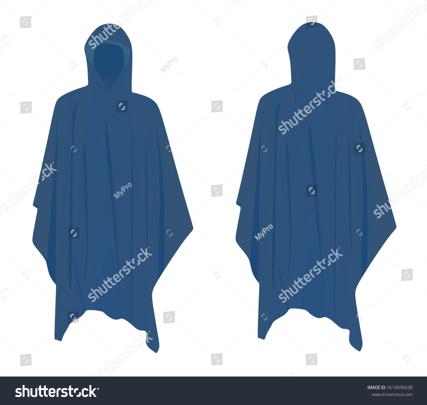 Blue Rain Coat Vector Illustration Stock Vector (Royalty Free) 1610696638