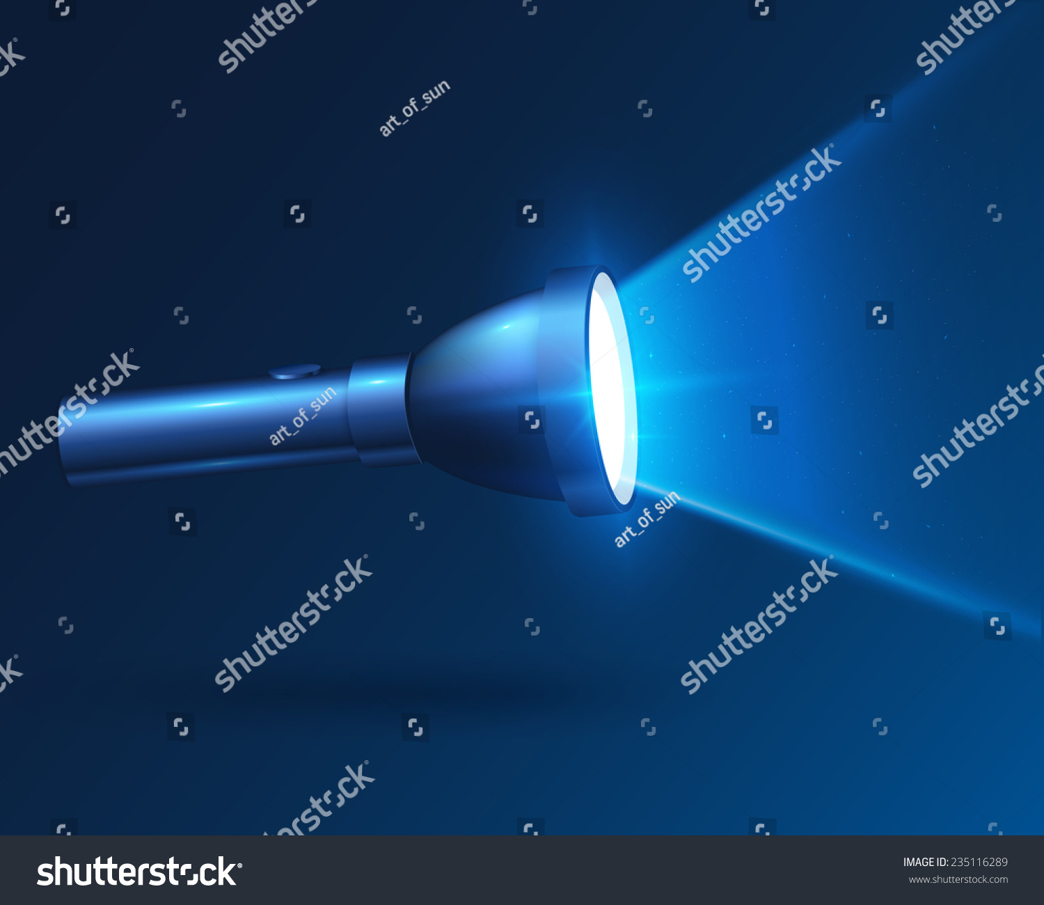 Blue Realistic Shining Vector Flashlight Darkness Stock Vector (Royalty ...