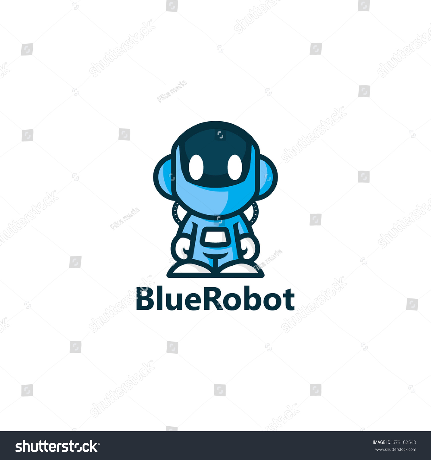 Blue Robot Logo Template Design Stock Vector (Royalty Free) 673162540 ...