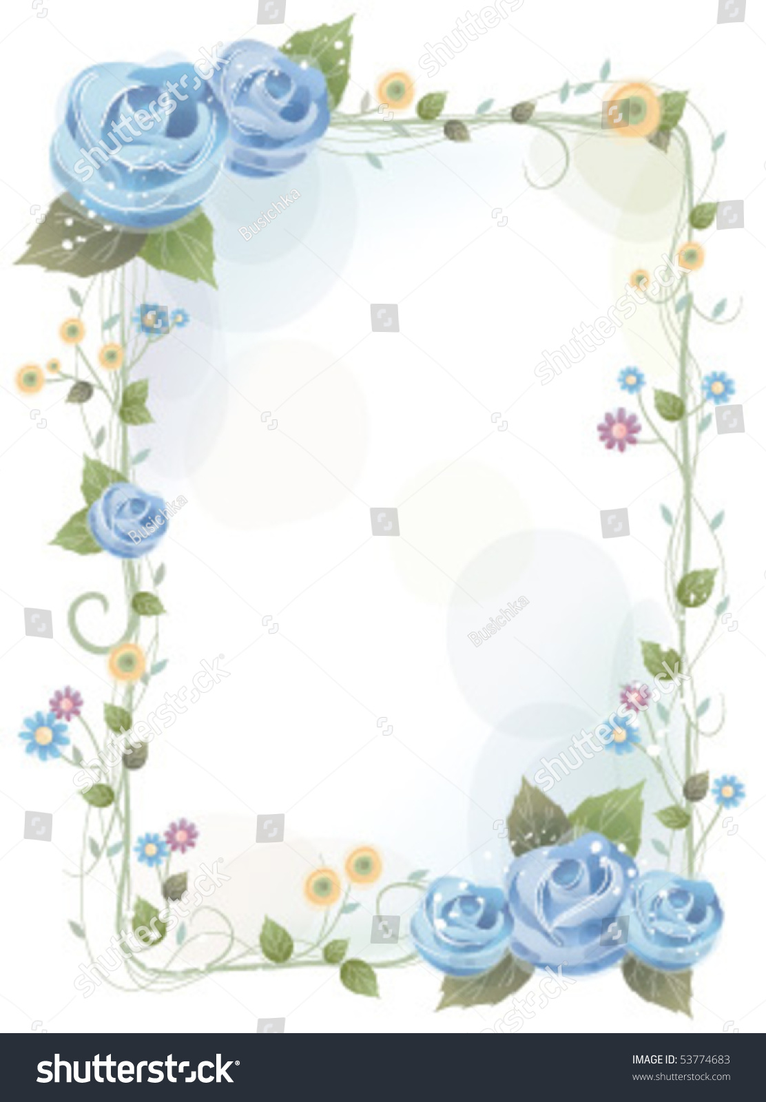 Blue Rose Flower Frame Stock Vector 53774683 - Shutterstock