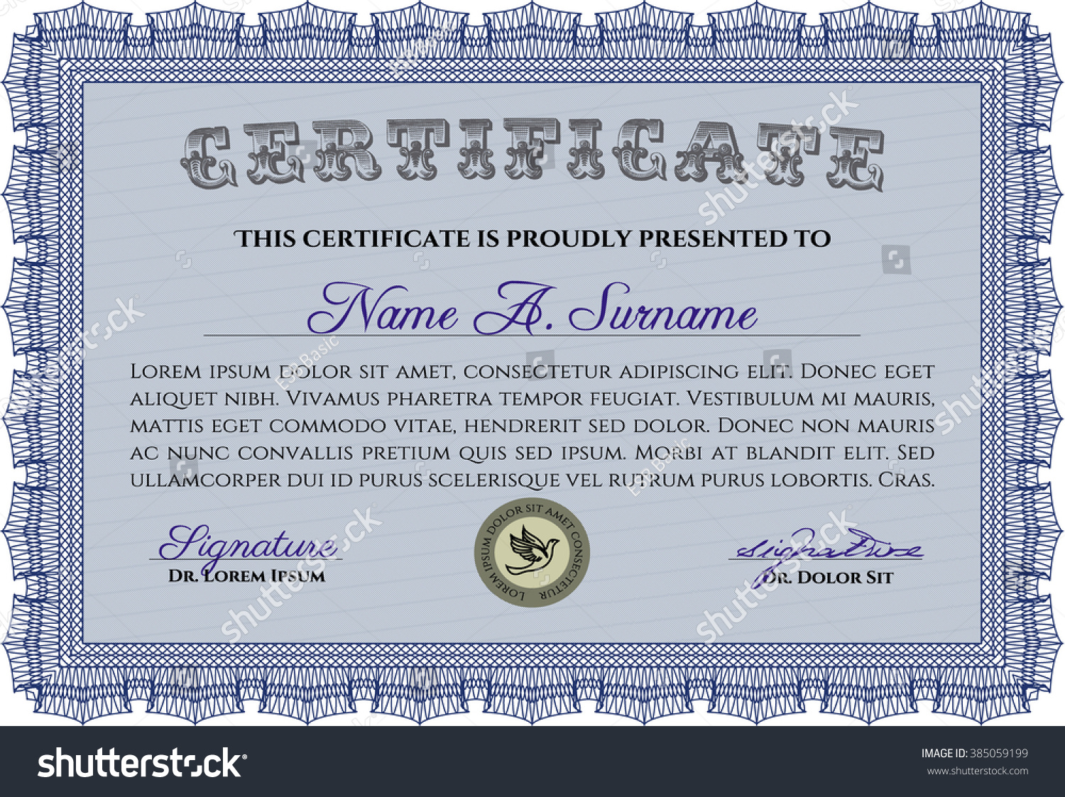 Blue Sample Certificate Frame Certificate Template Stock Vector ...