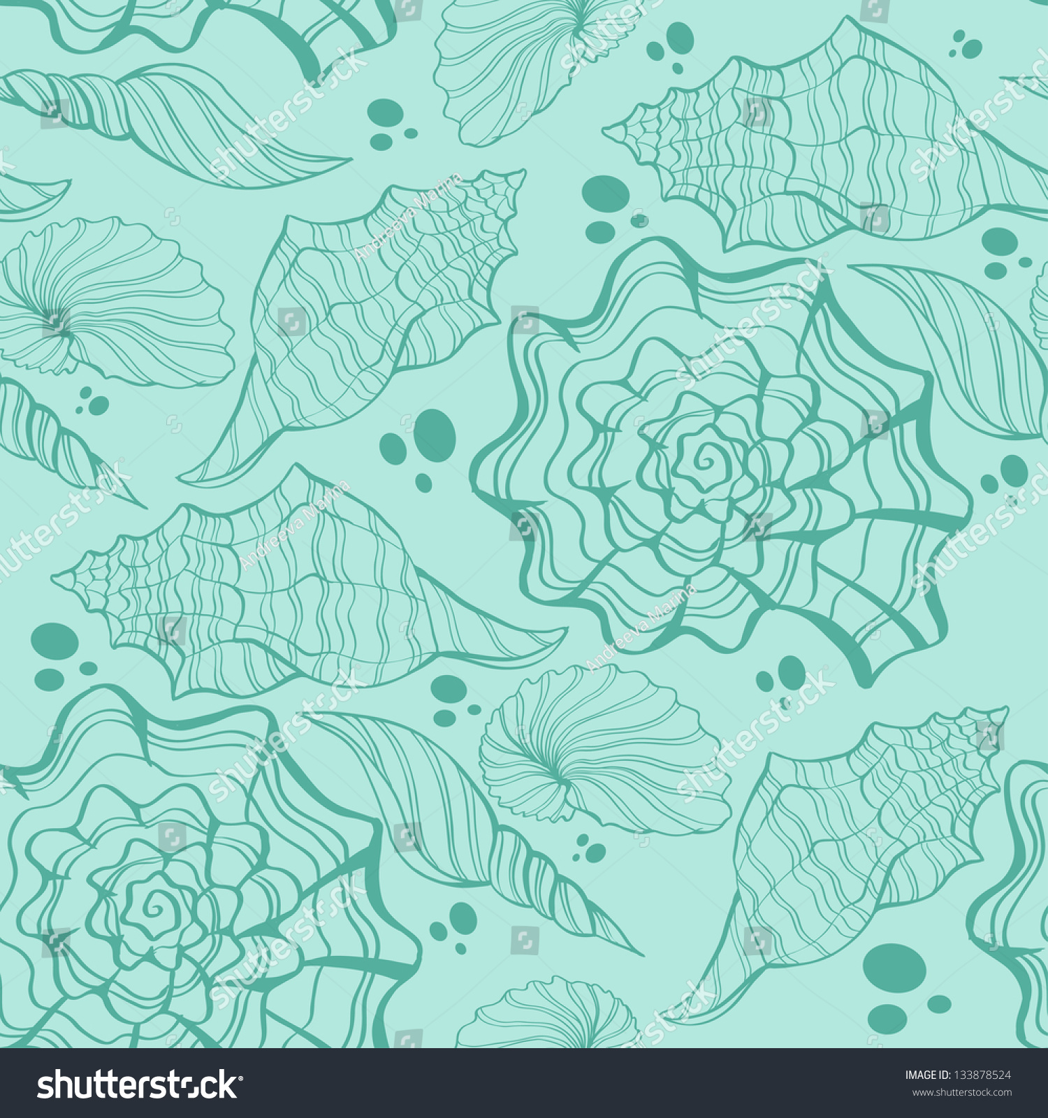 Blue Seashell Seamless Stock Vector (Royalty Free) 133878524 | Shutterstock