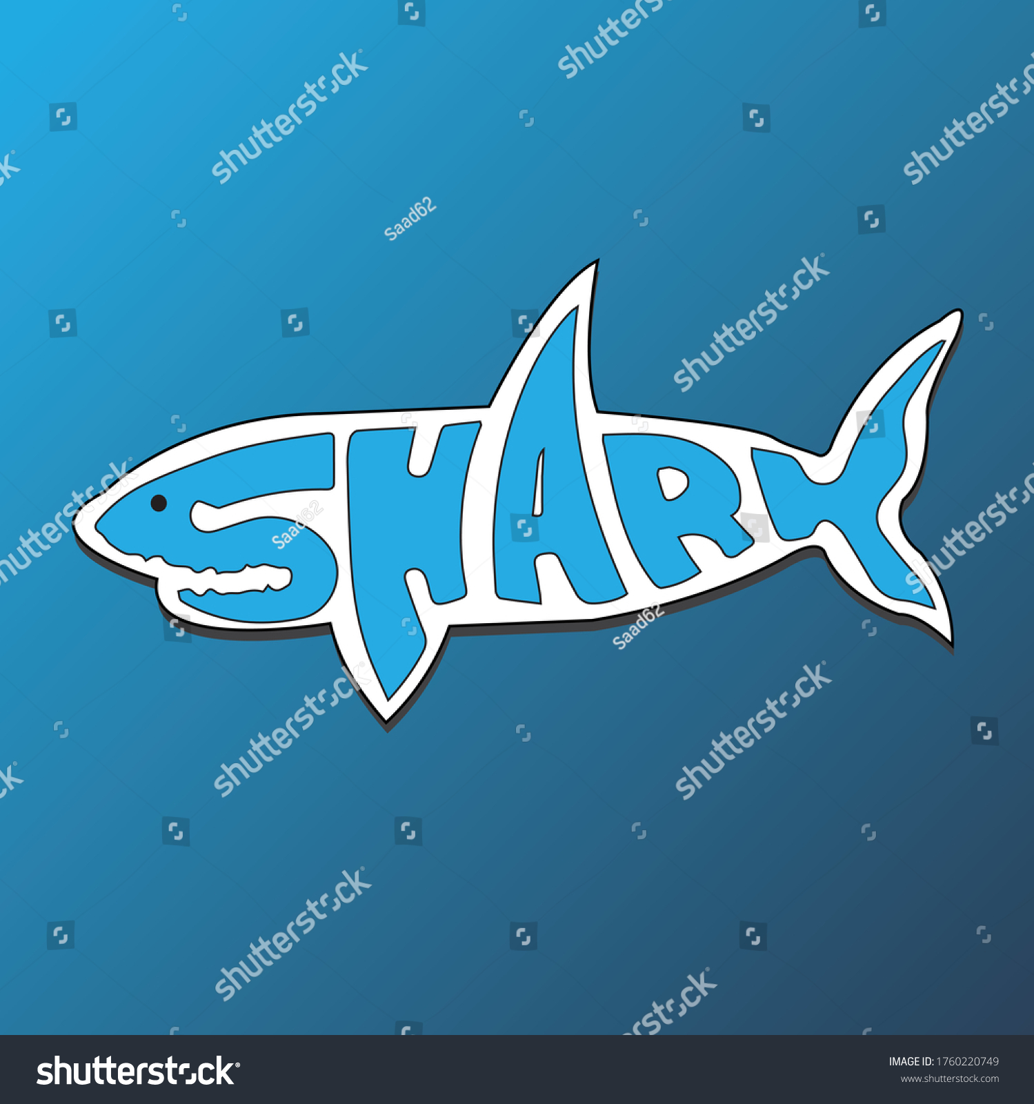 Blue Shark Shape Text Vector Logo Stock Vector (Royalty Free) 1760220749