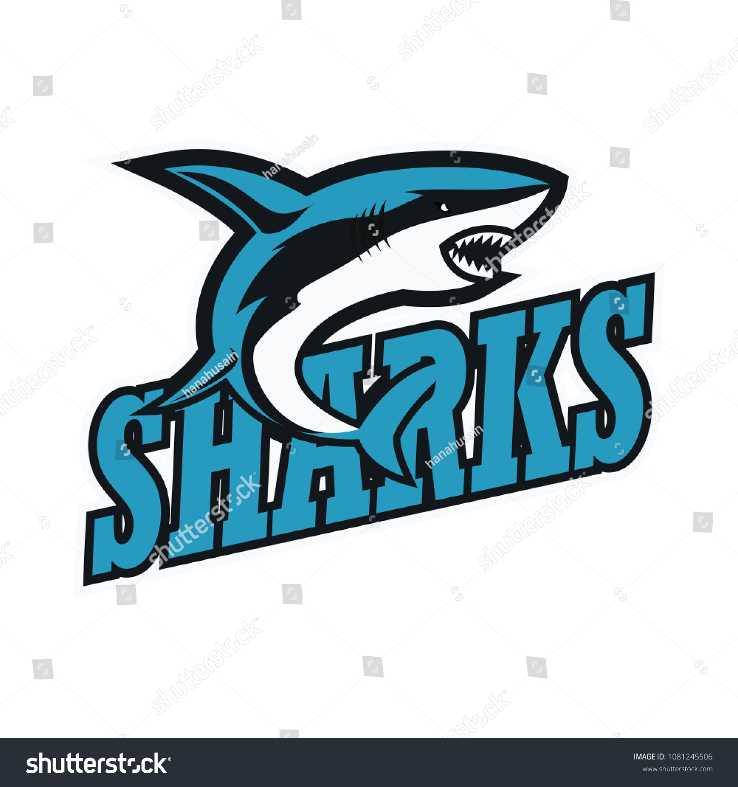 Blue Sharks Logo Vector Illustration Stock Vector (Royalty Free) 1081245506