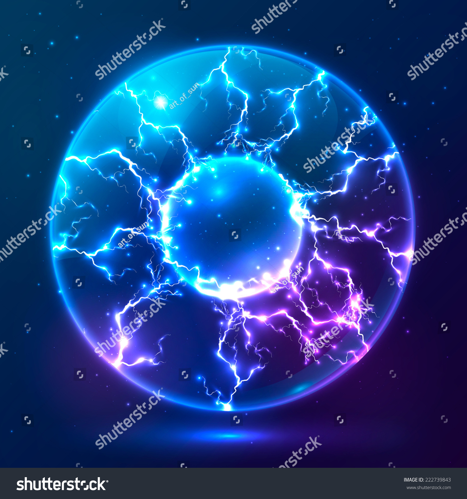 Blue Shining Vector Plasma Ball Stock Vector (Royalty Free) 222739843 ...
