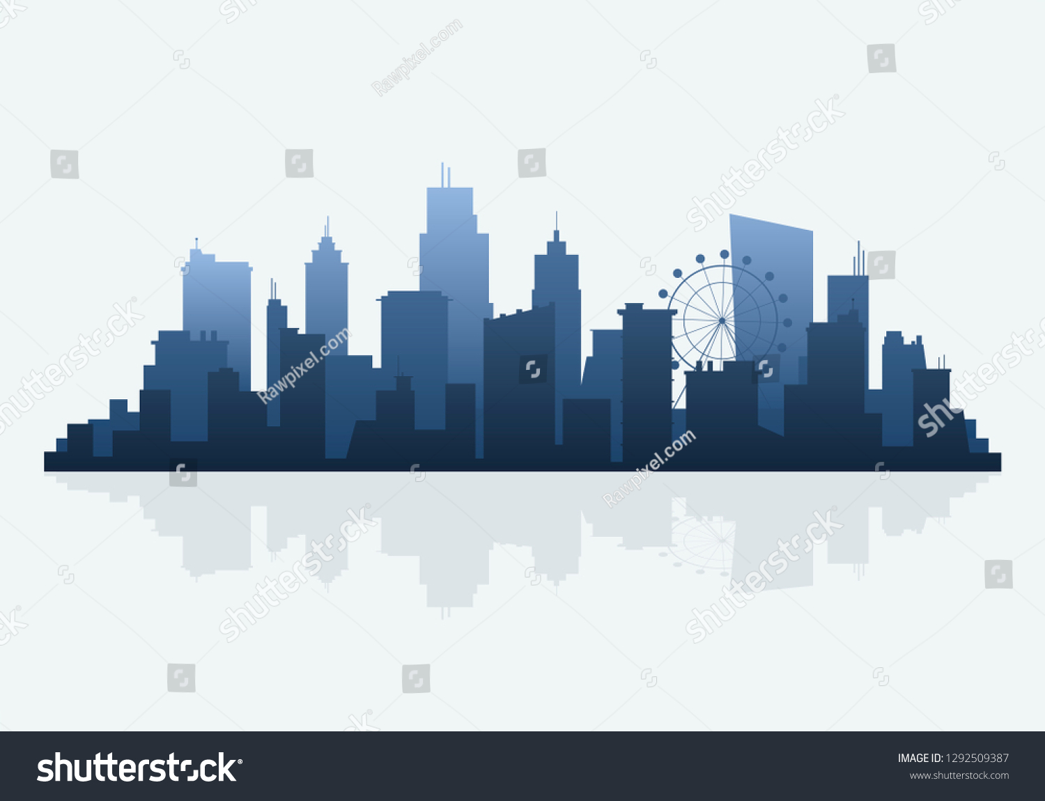 Blue Silhouette Cityscape Background Vector Stock Vector (Royalty Free ...