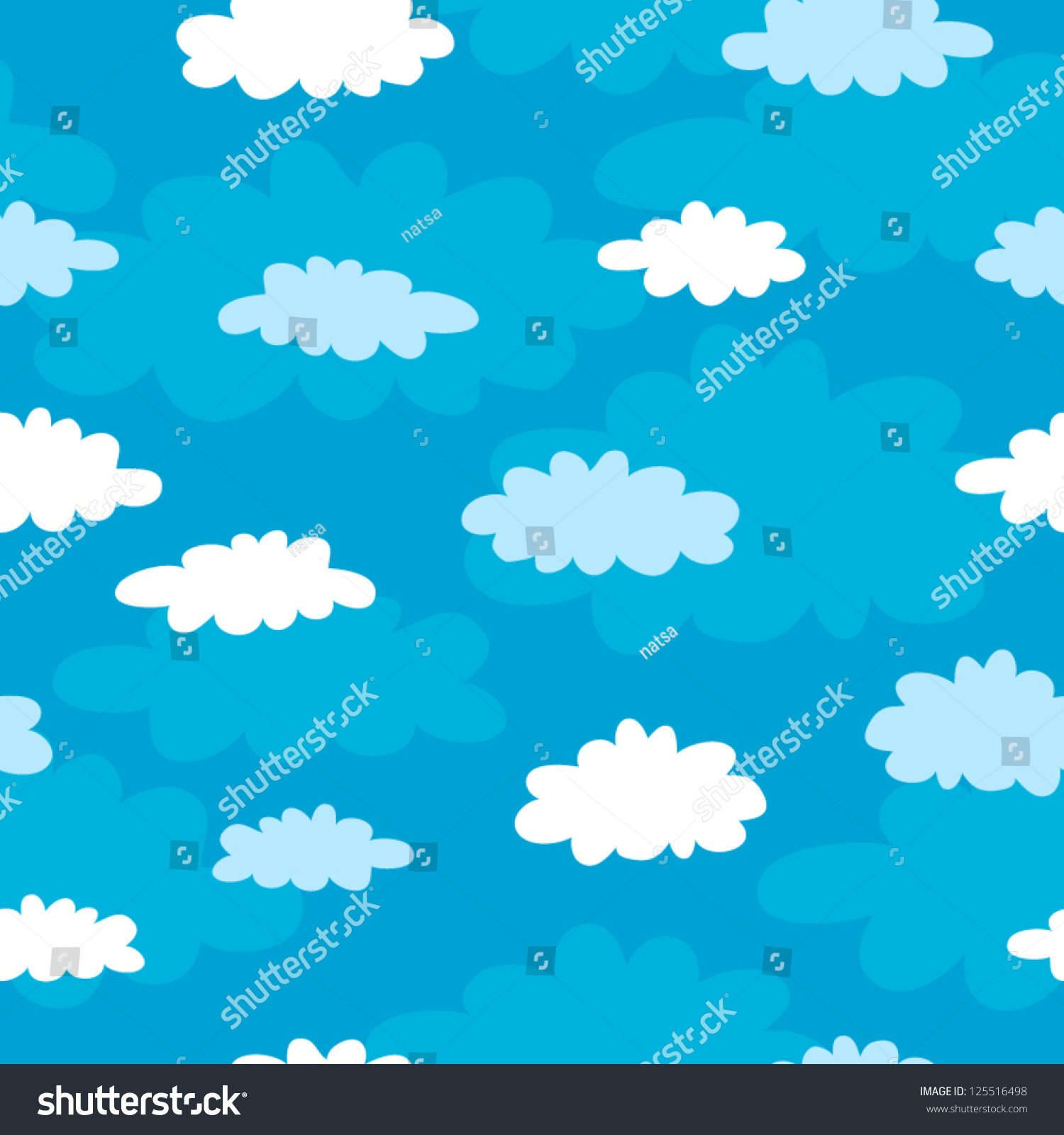 Blue Sky Clouds Seamless Pattern Stock Vector (Royalty Free) 125516498 | Shutterstock