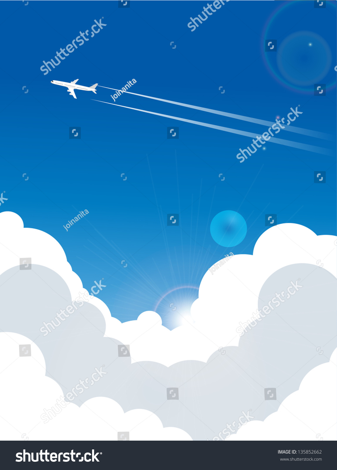 Blue Sky Plane Stock Vector (Royalty Free) 135852662 | Shutterstock