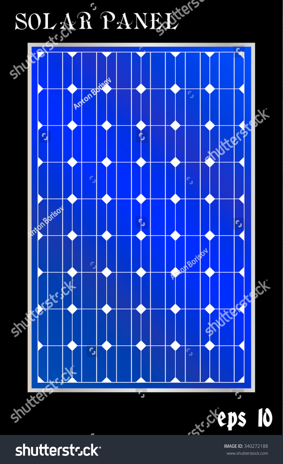 Blue Solar Panel On Black Background Stock Vector (Royalty Free) 340272188