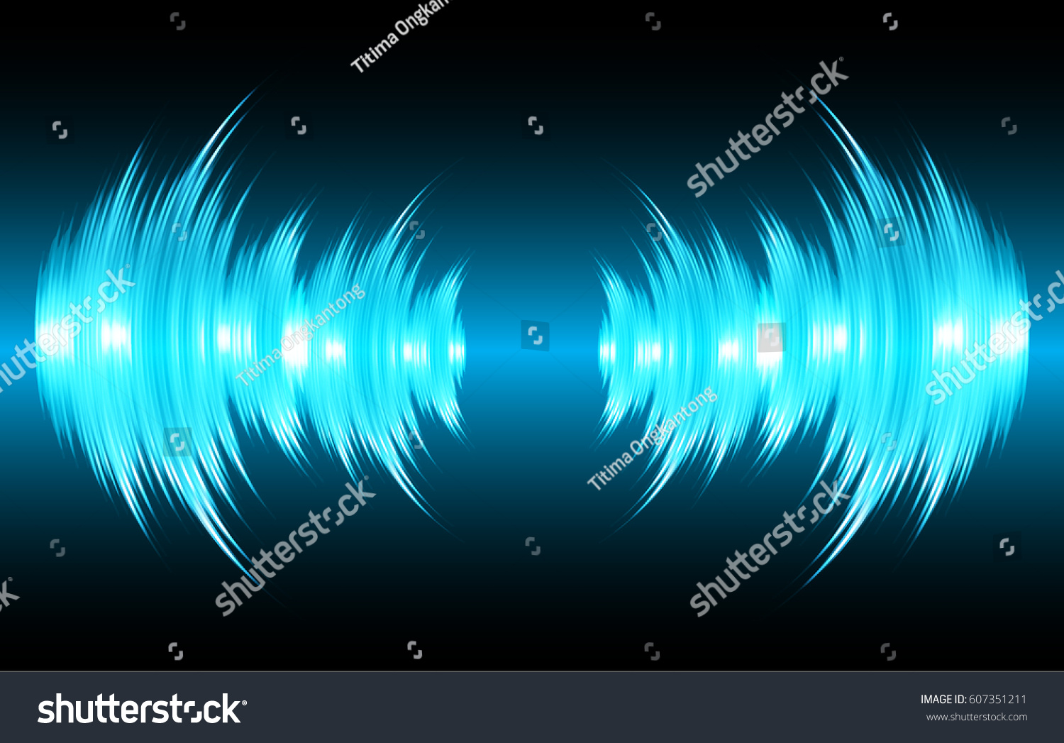 Blue Sound Waves Vector Stock Vector (Royalty Free) 607351211 ...