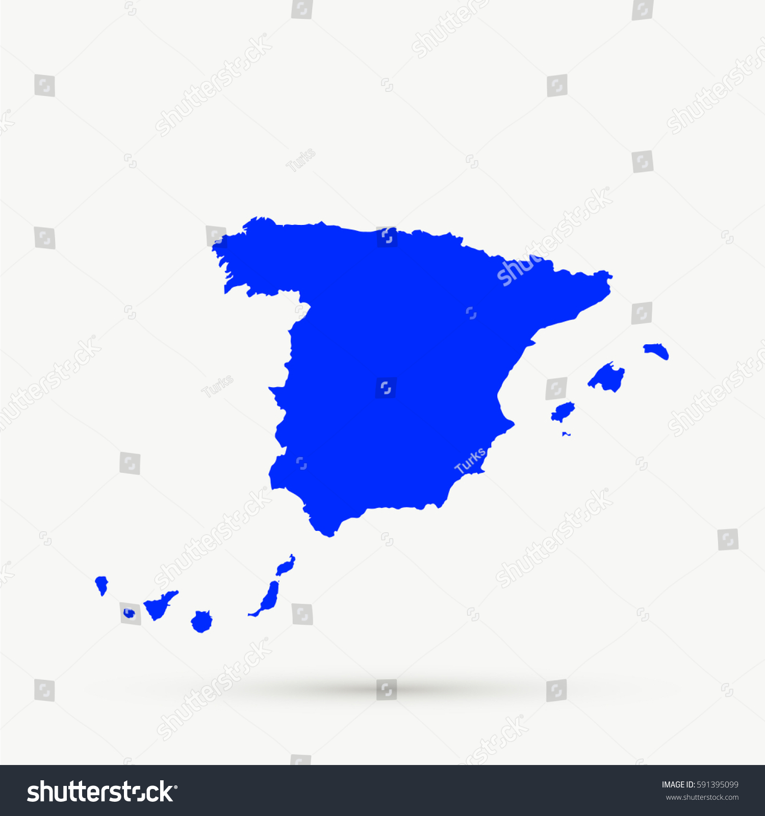 Blue Spain Map Illustration Stock Vector (Royalty Free) 591395099 ...