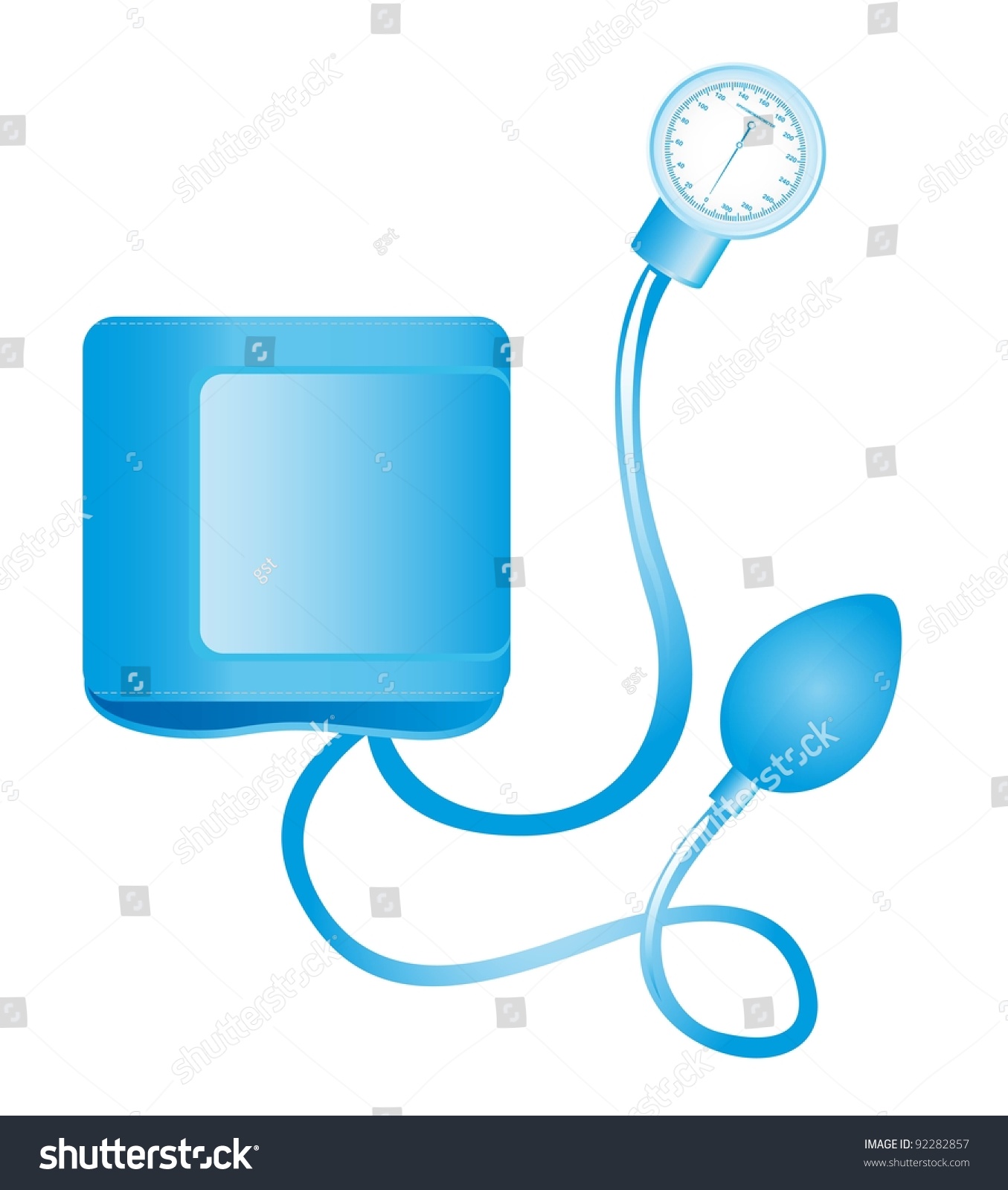 Blue Sphygmomanometer Isolated Over White Background Stock Vector ...