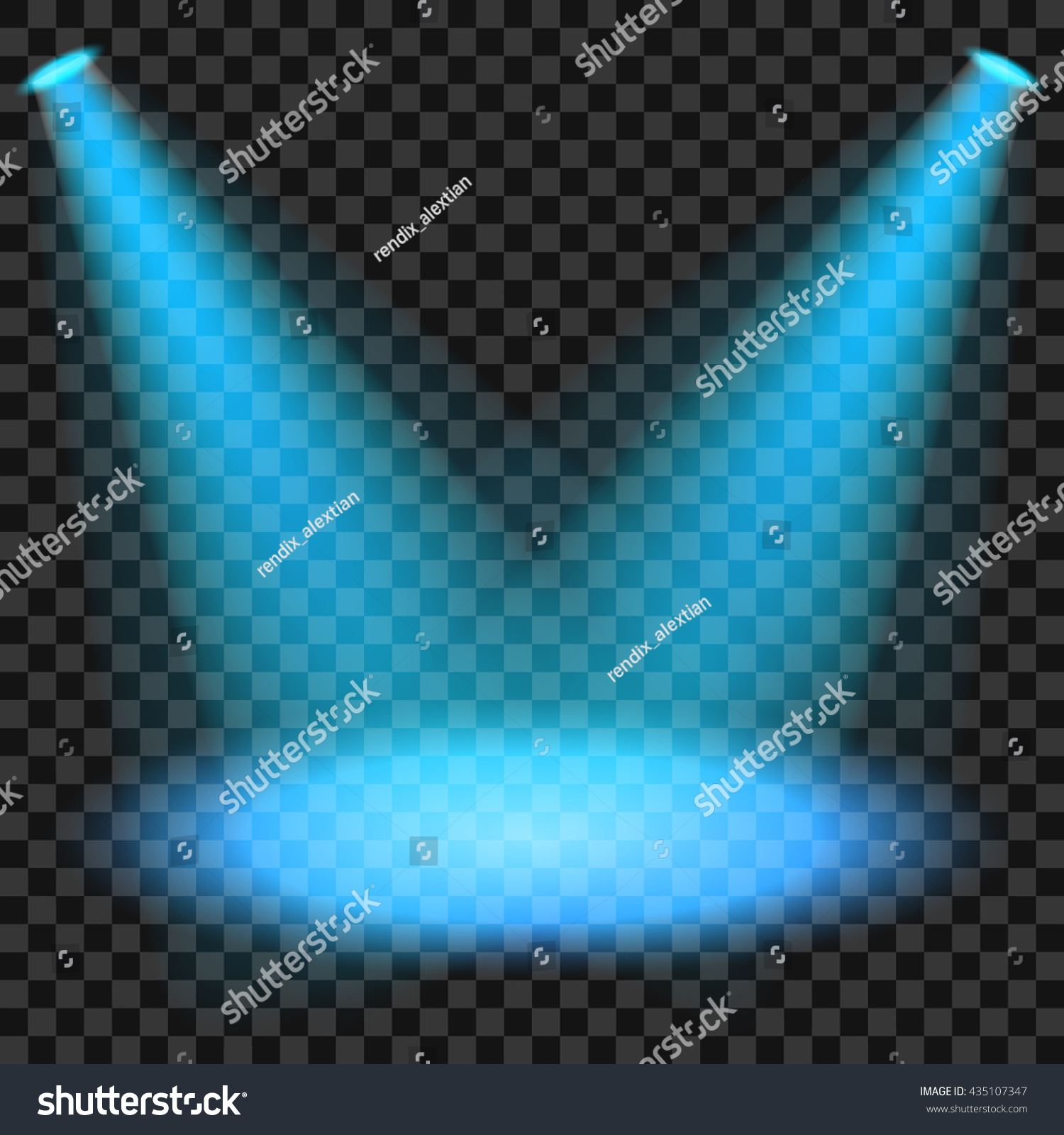 Blue Spotlights Shining On Transparent Background Stock Vector (Royalty ...