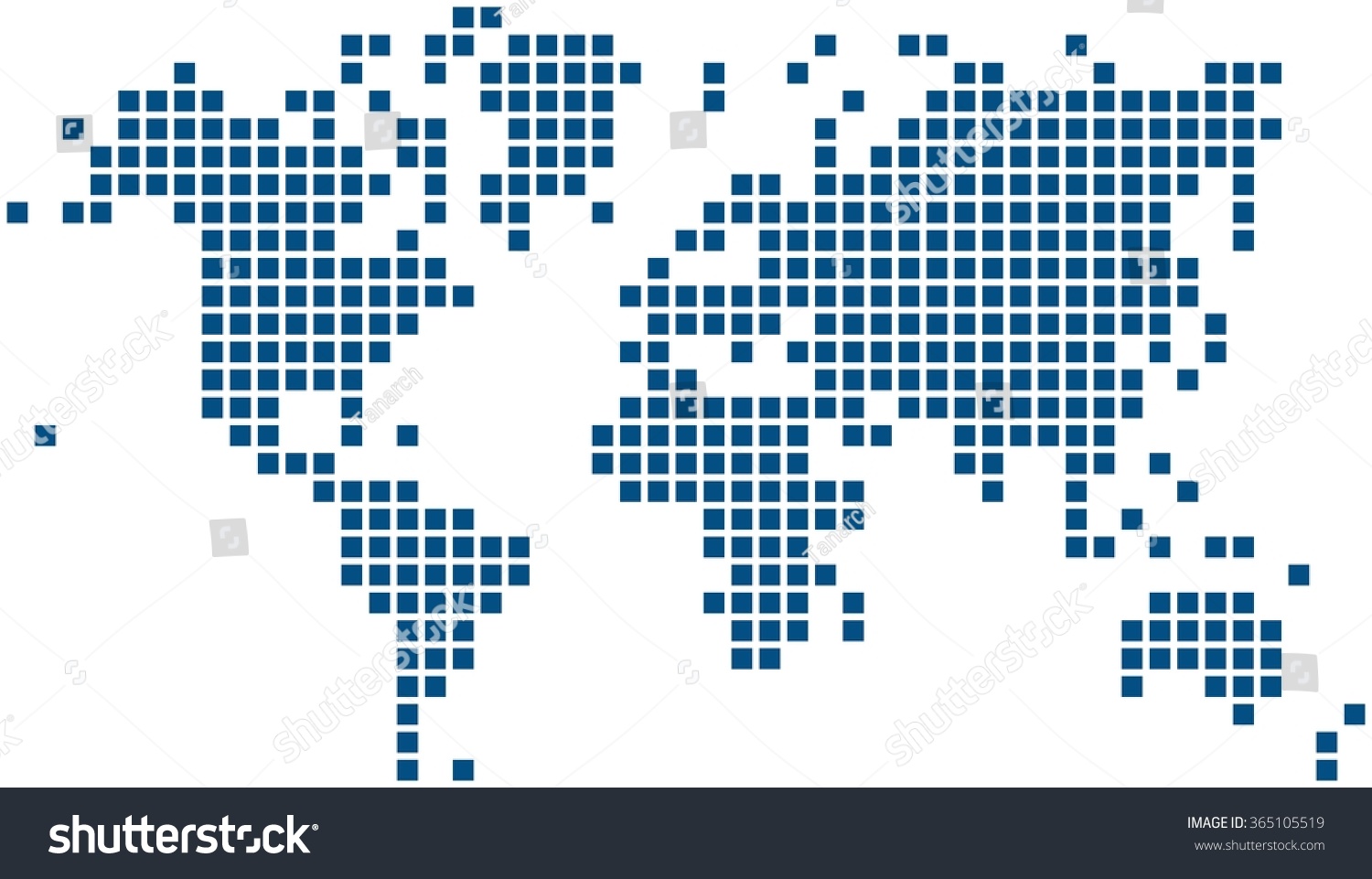 Blue Square World Map On White Stock Vector (Royalty Free) 365105519