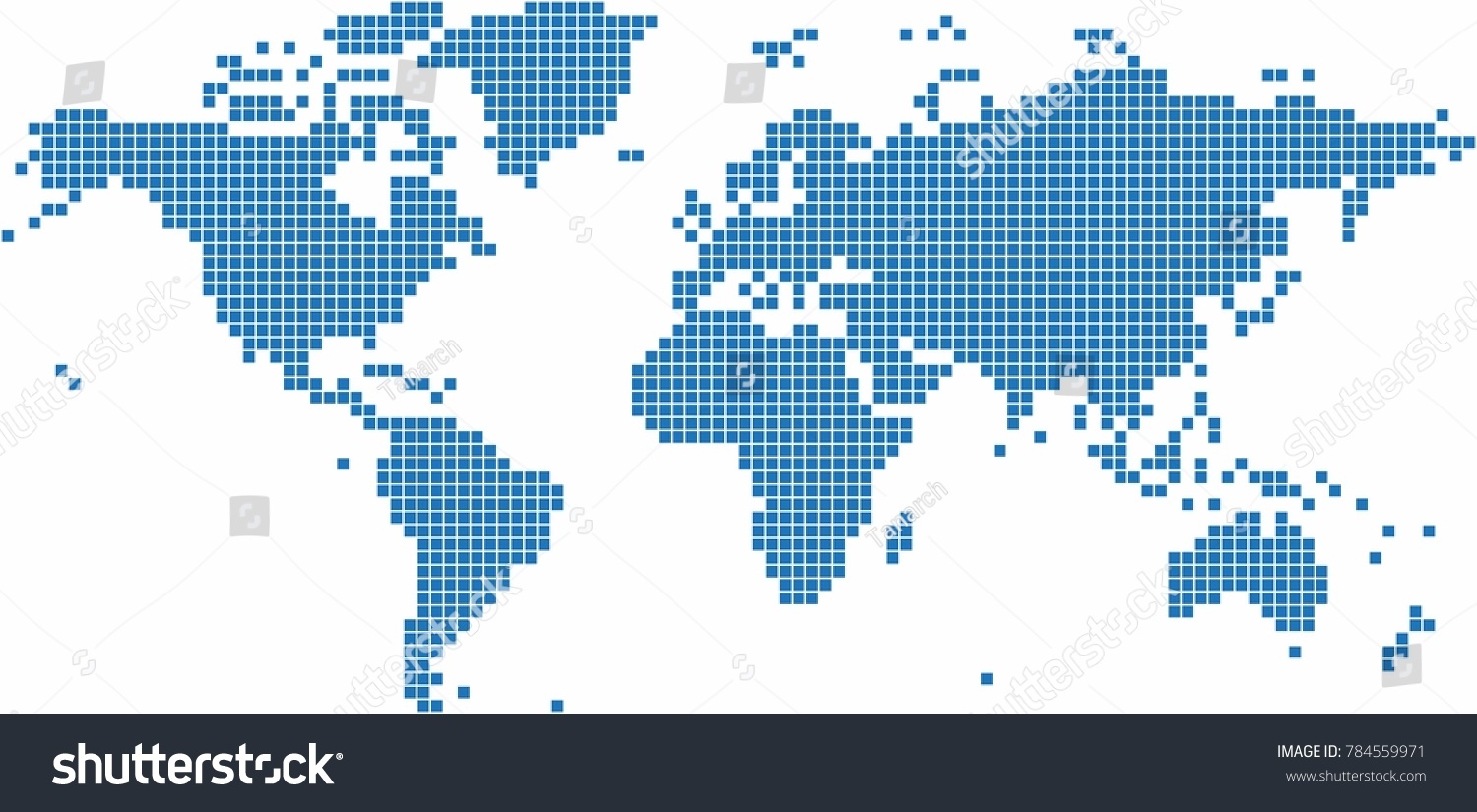 Blue Square World Map On White Stock Vector (Royalty Free) 784559971