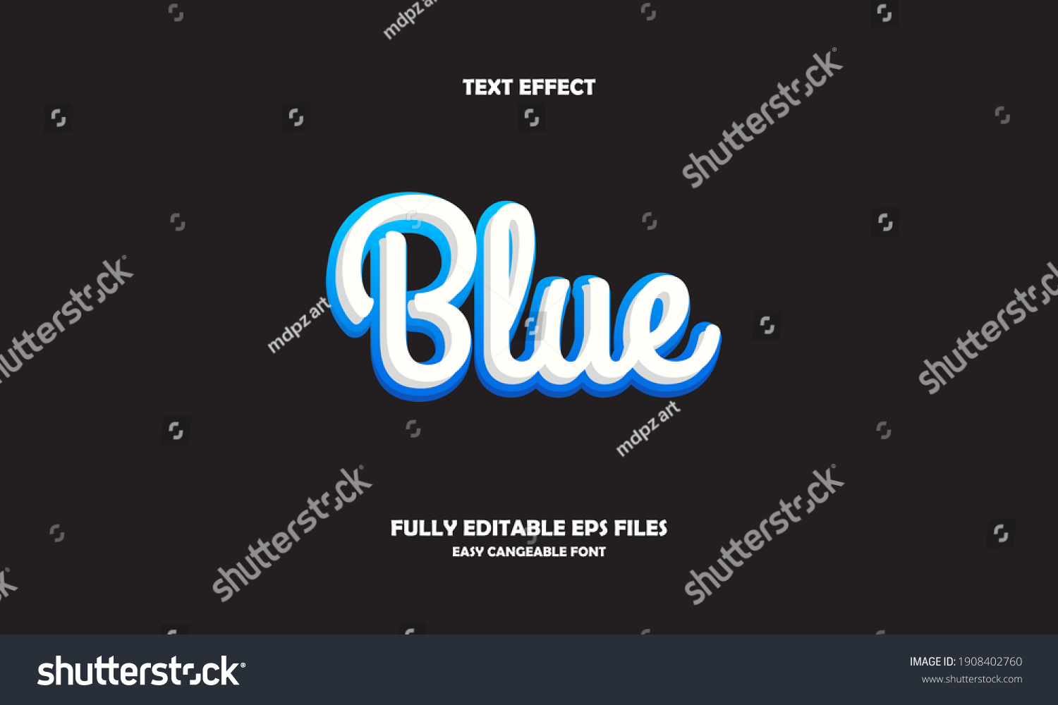 Blue Style Text Effect Vector Illustration Stock Vector (Royalty Free ...