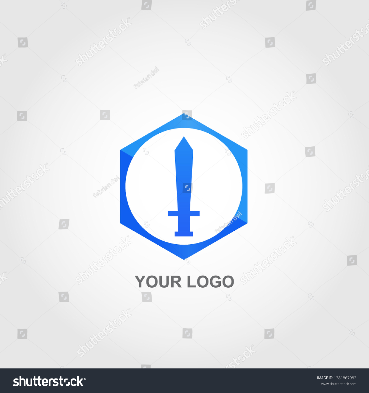 Blue Sword Logo Gradation Color Template: vector de stock (libre de ...