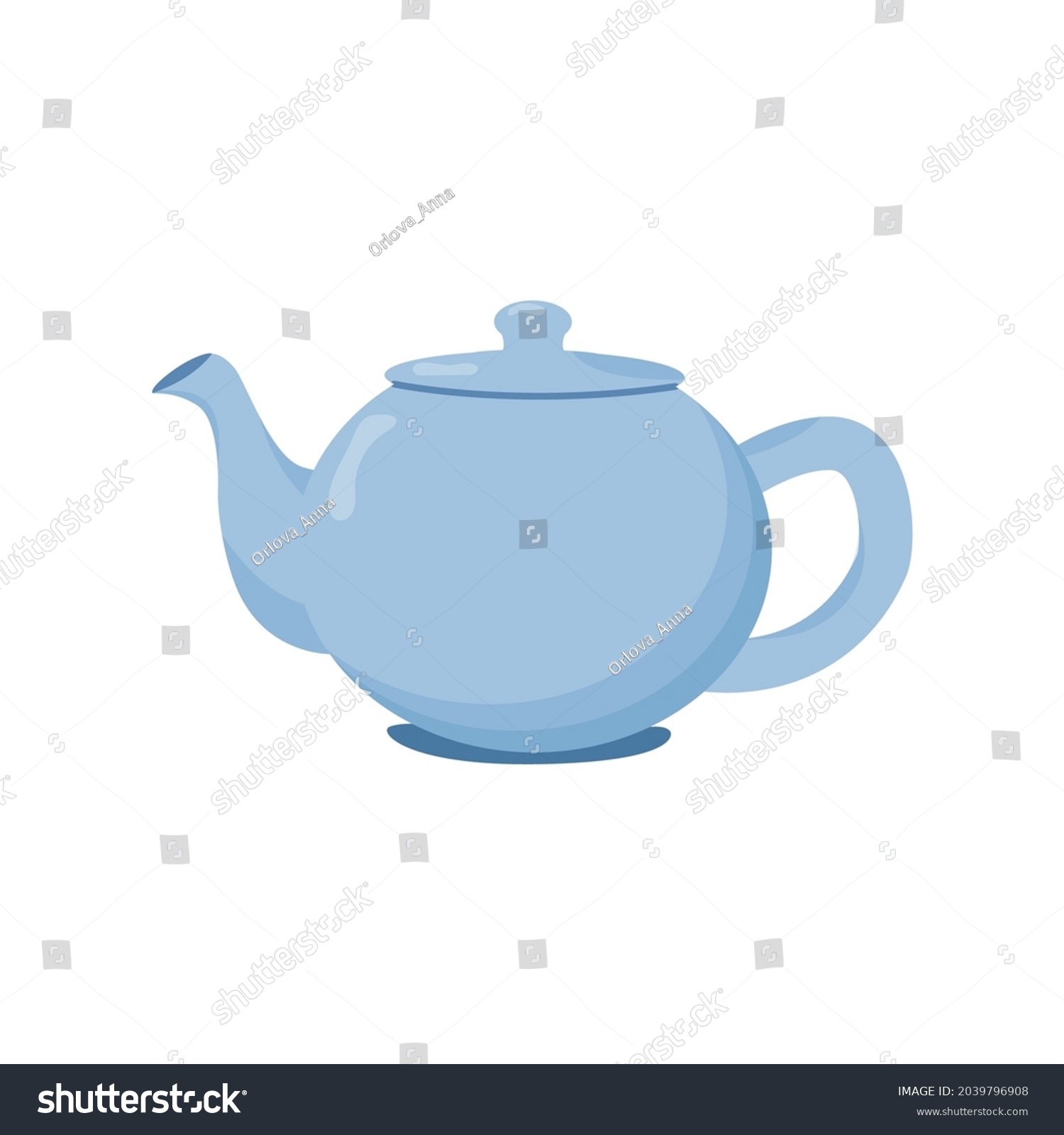 Blue Teapot On White Background Flat Stock Vector (Royalty Free ...