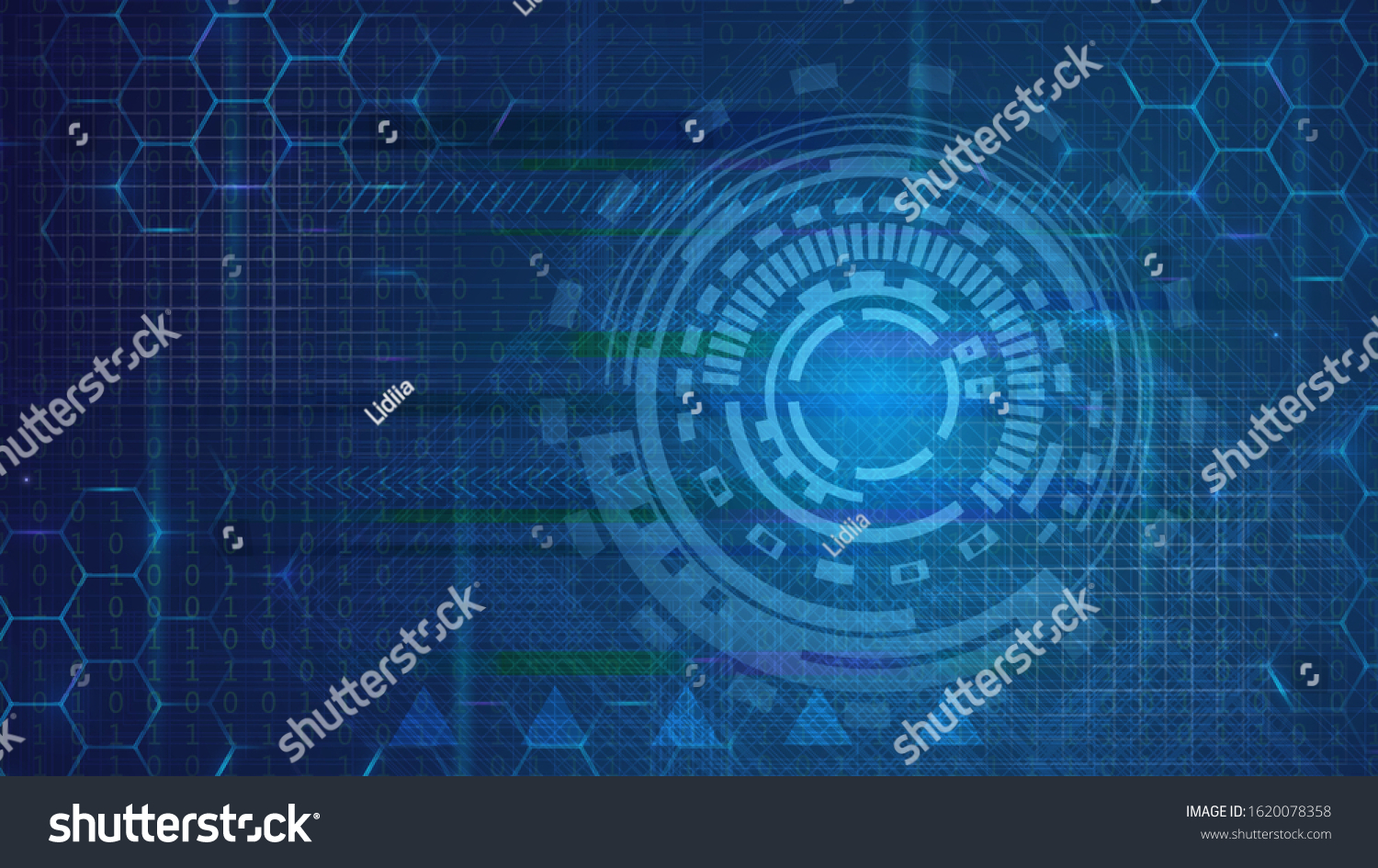 Blue Technology Background Digital Circle Glitch Stock Vector (Royalty ...