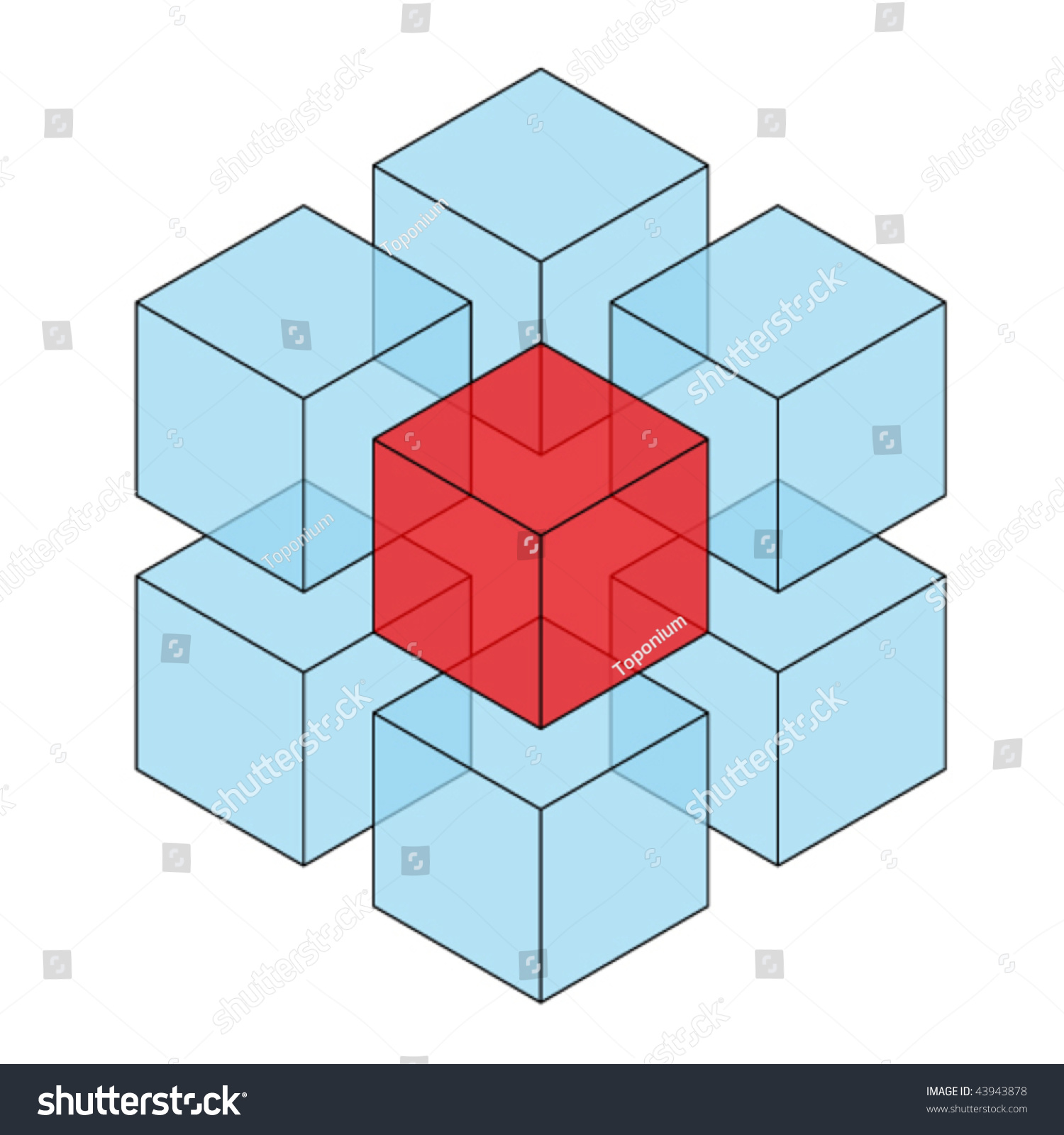 Blue Three Dimensional Transparent Cube With Unique Red One Stock ...