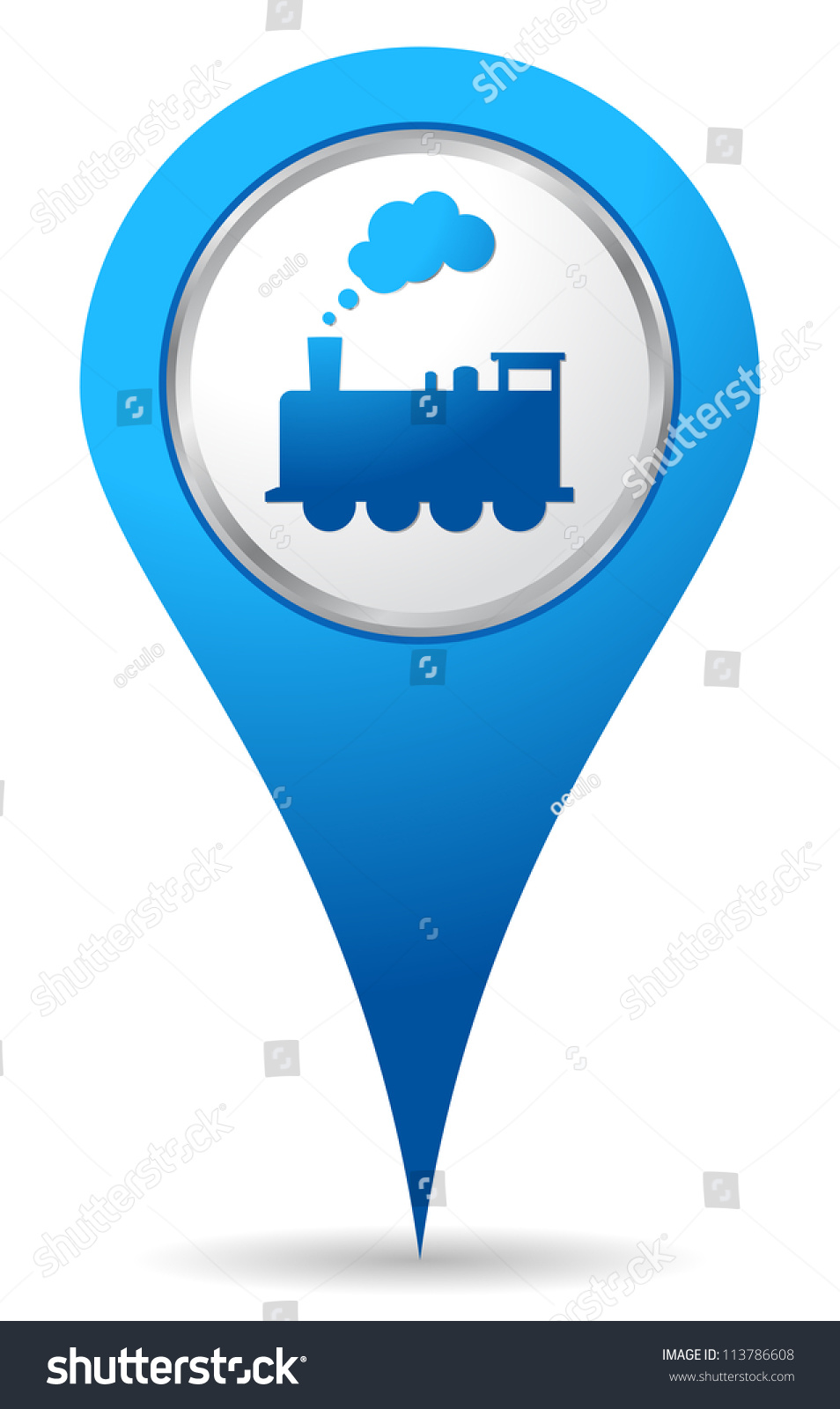 Blue Train Location Icon Maps: vector de stock (libre de regalías ...