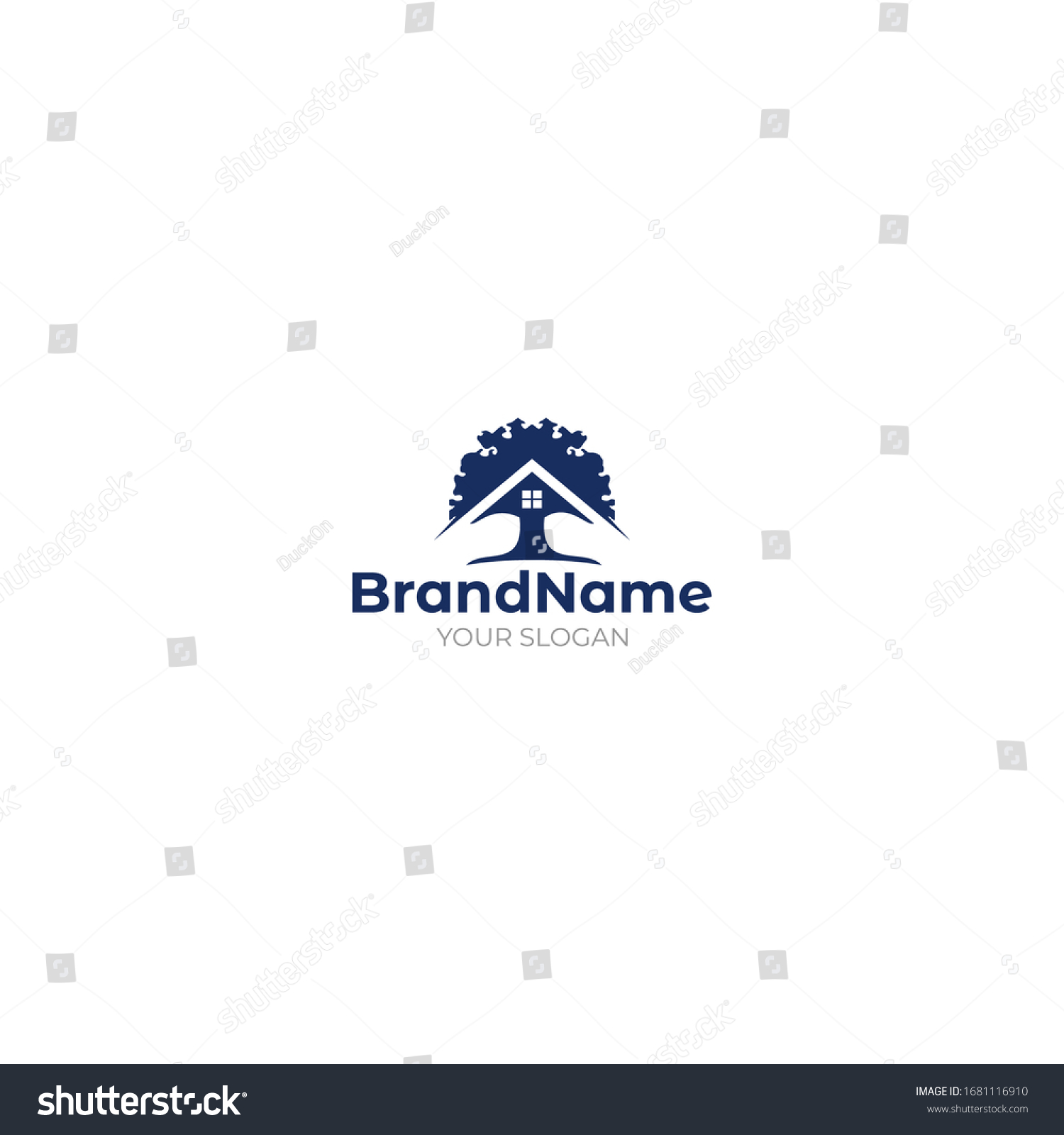Blue Tree House Logo Design Vector Stock Vector (Royalty Free) 1681116910