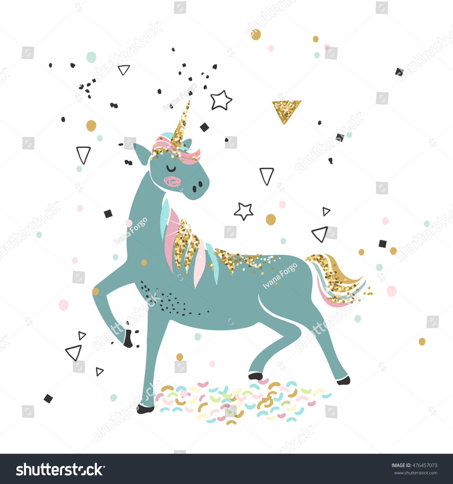 Blue Unicorn Stock Vector (Royalty Free) 476457073 - Shutterstock
