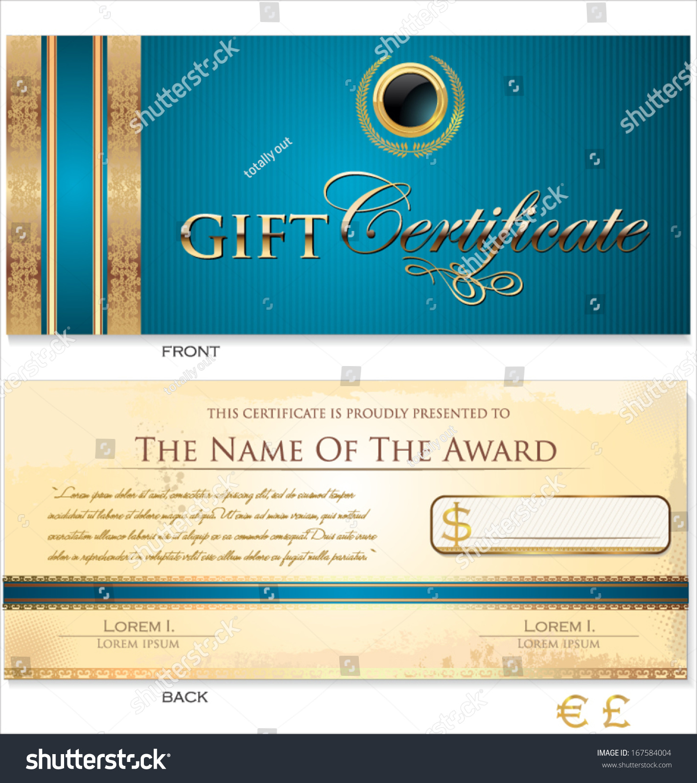 Blue Voucher Template Stock Vector (Royalty Free) 167584004