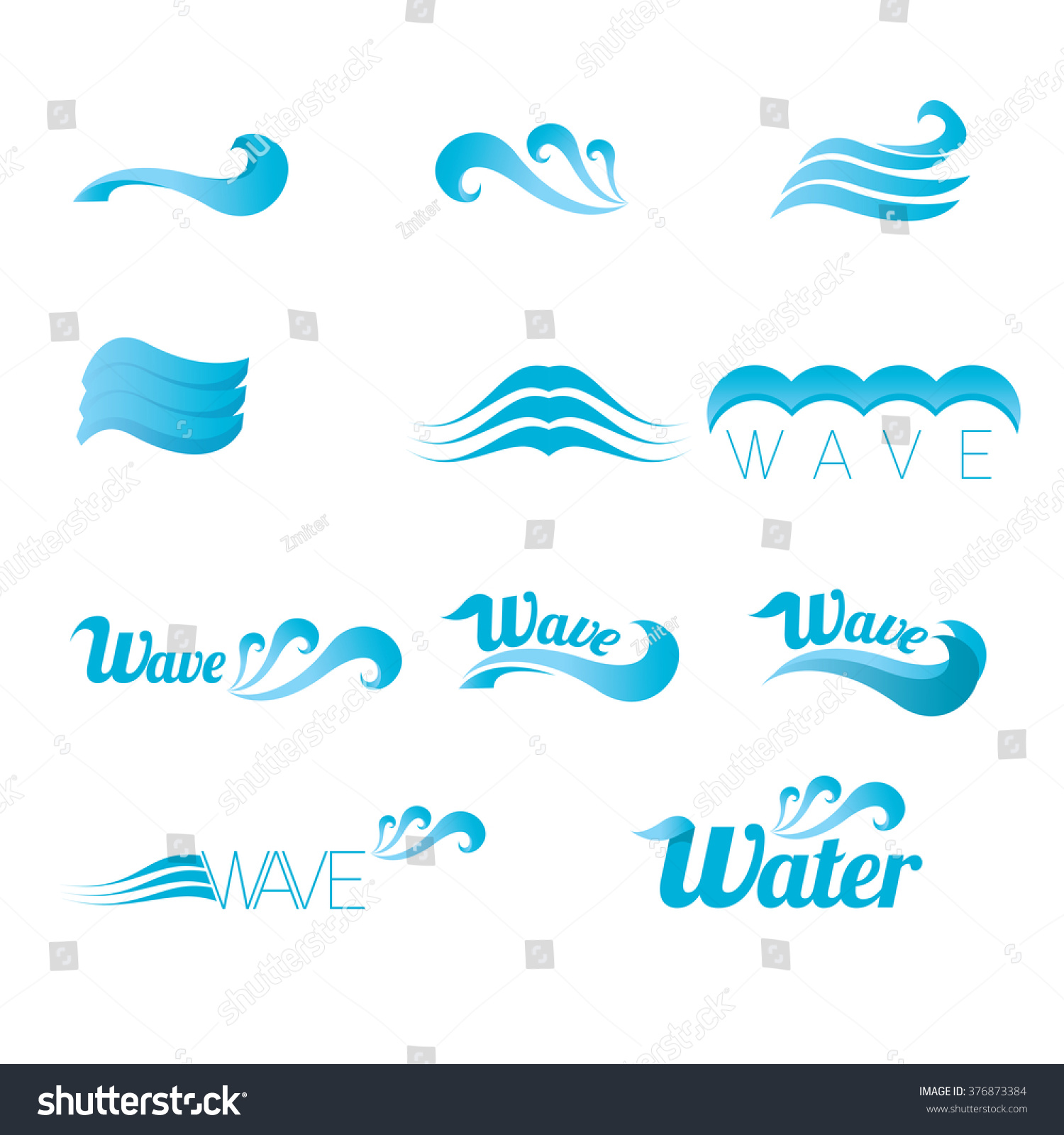 Blue Wave Logo Design Elements Vector Stock Vector (Royalty Free) 376873384