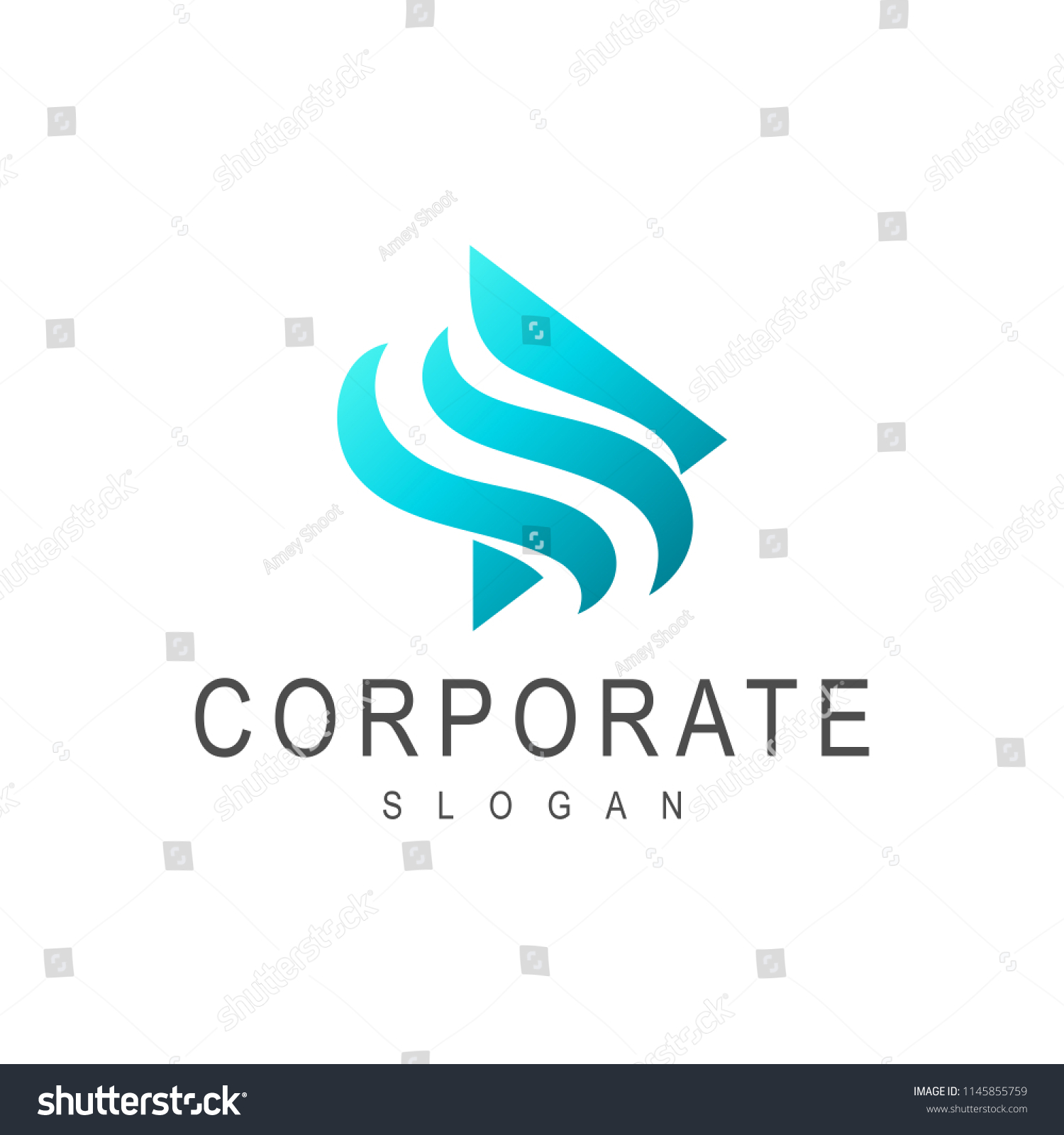 Blue Wave Play Button Logo Design Stock Vector (Royalty Free) 1145855759