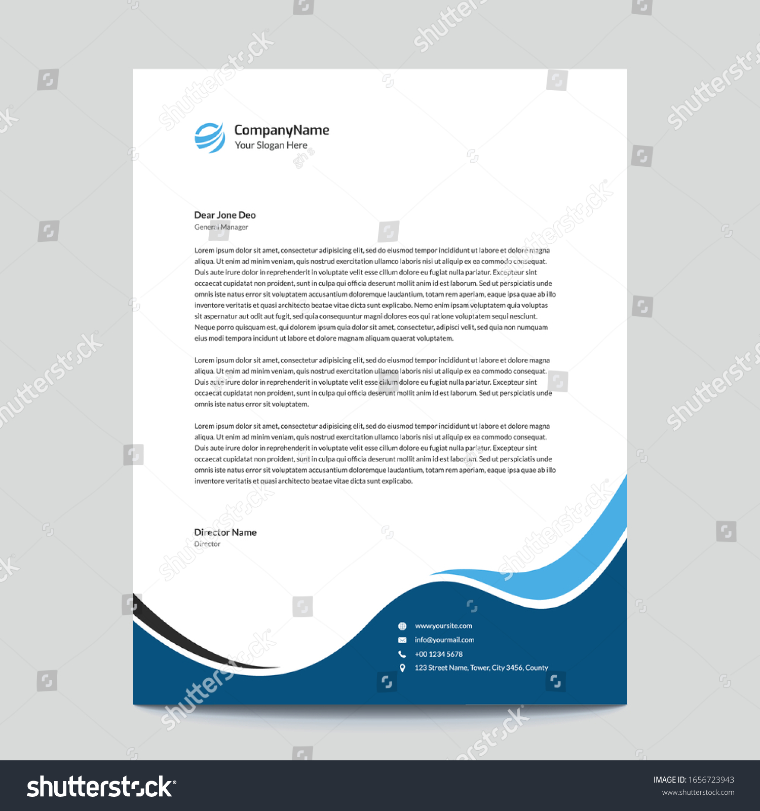 Blue Waves Letterhead Template Design Stock Vector (Royalty Free ...